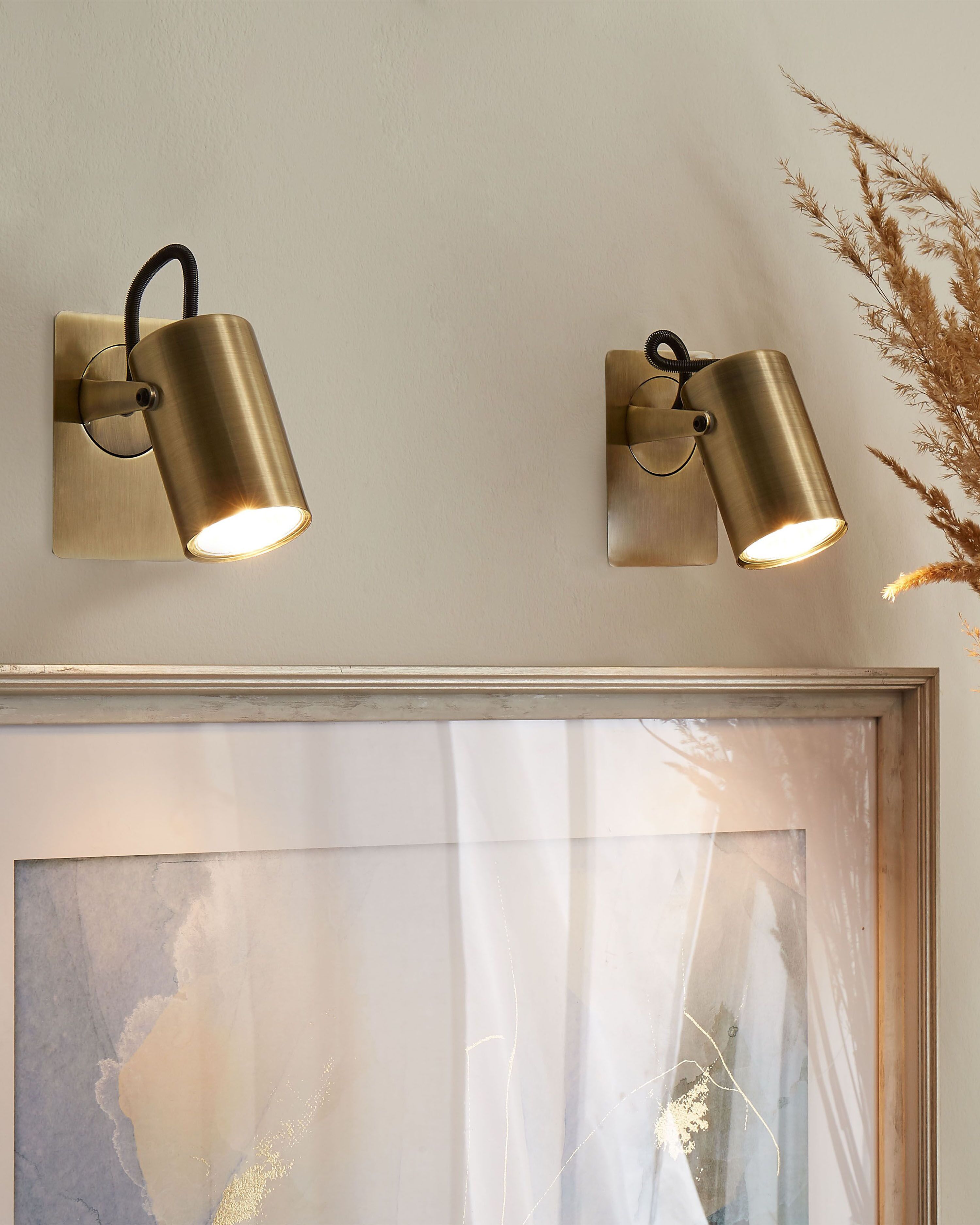 Set of 2 Spotlight Lamps KLIP Adjustable Metal Brass | Beliani.co.uk