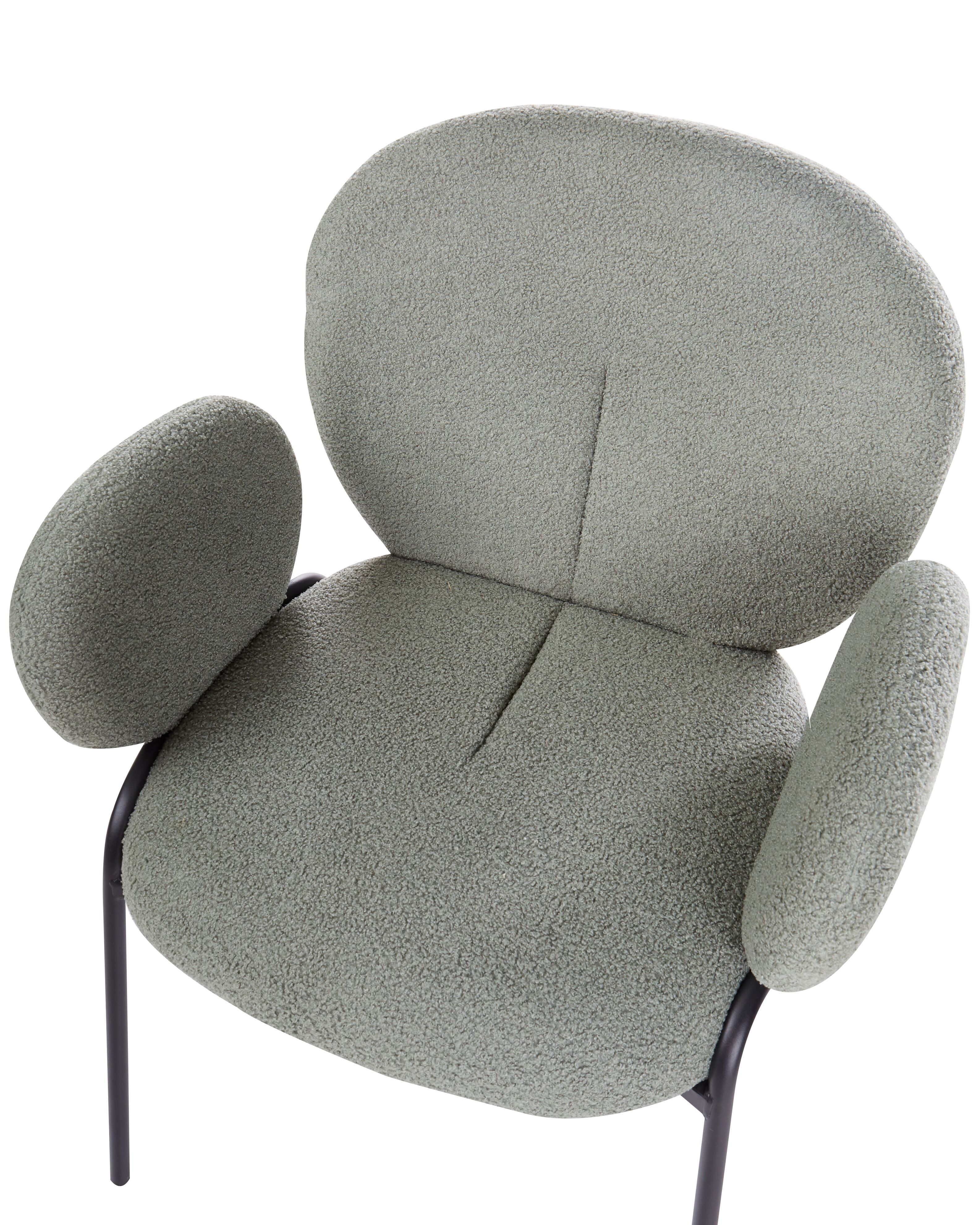 Set of 2 Dining Chairs ELY Boucle Light Green | Beliani.co.uk
