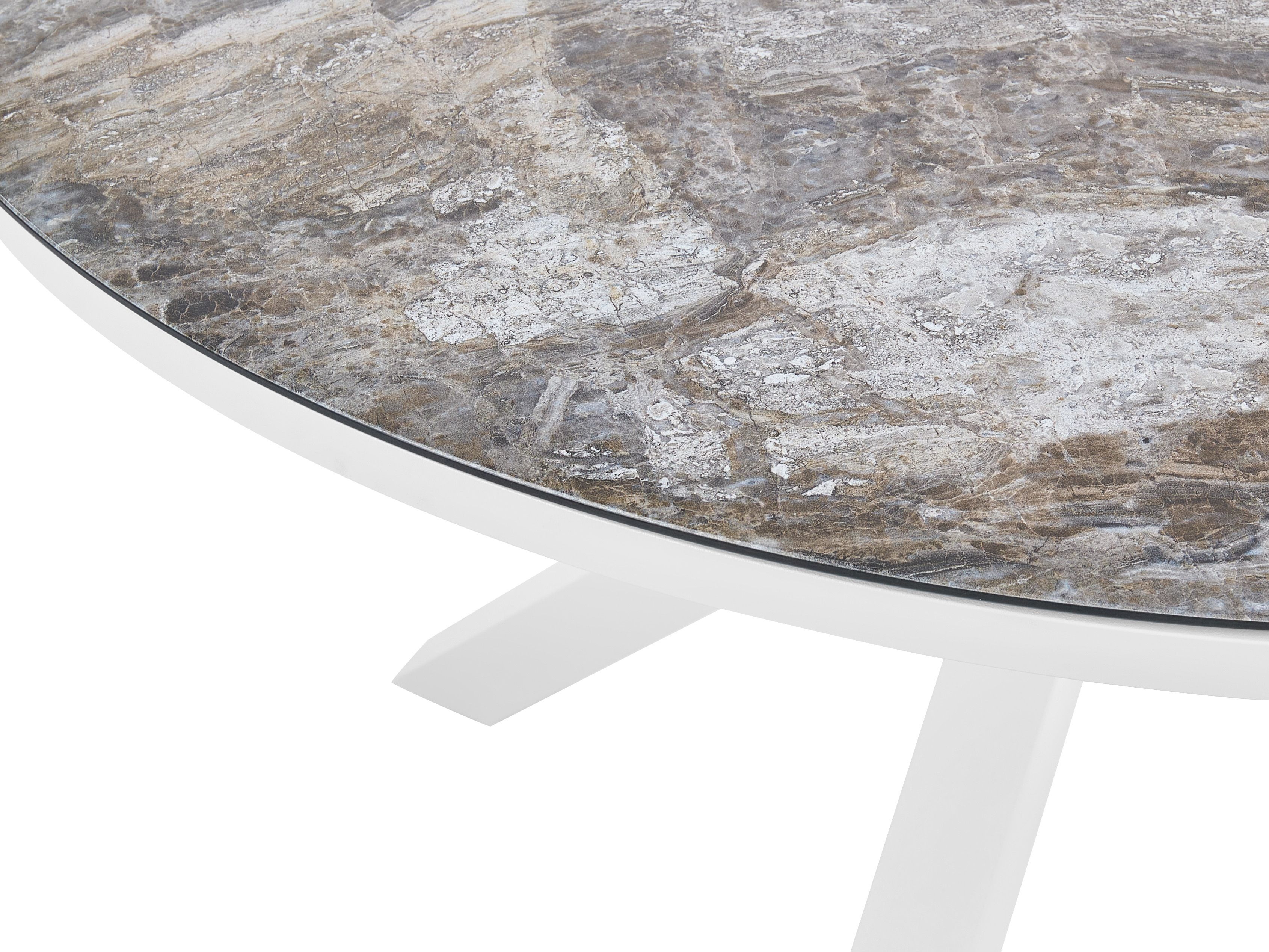 4 Seater Aluminium Garden Dining Set Marble Effect Top White MALETTO ...