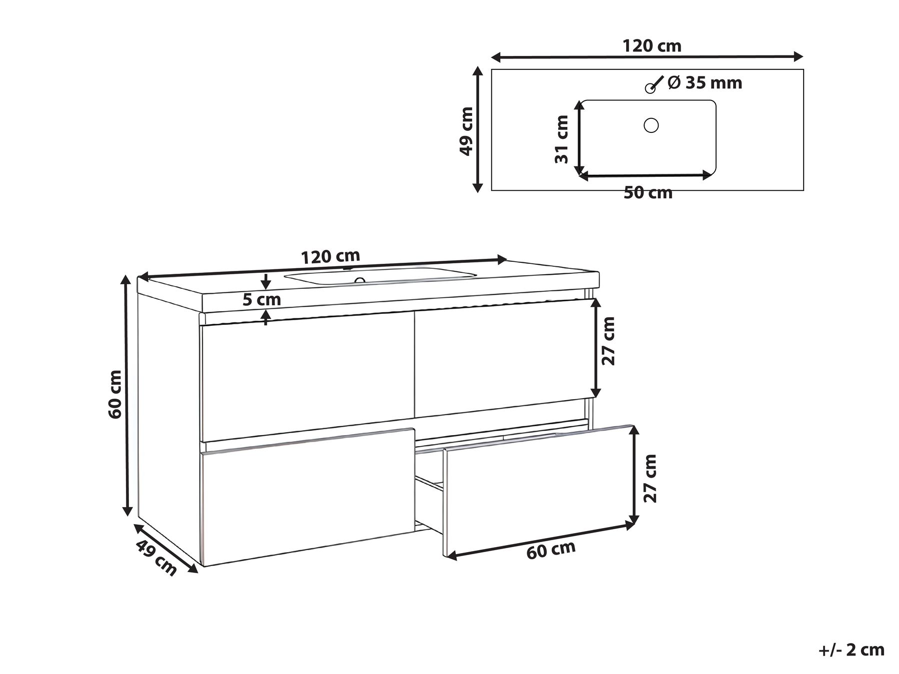Wall Mounted Vanity Unit with Basin LAGOA 120 cm Light Brown | Beliani.cz