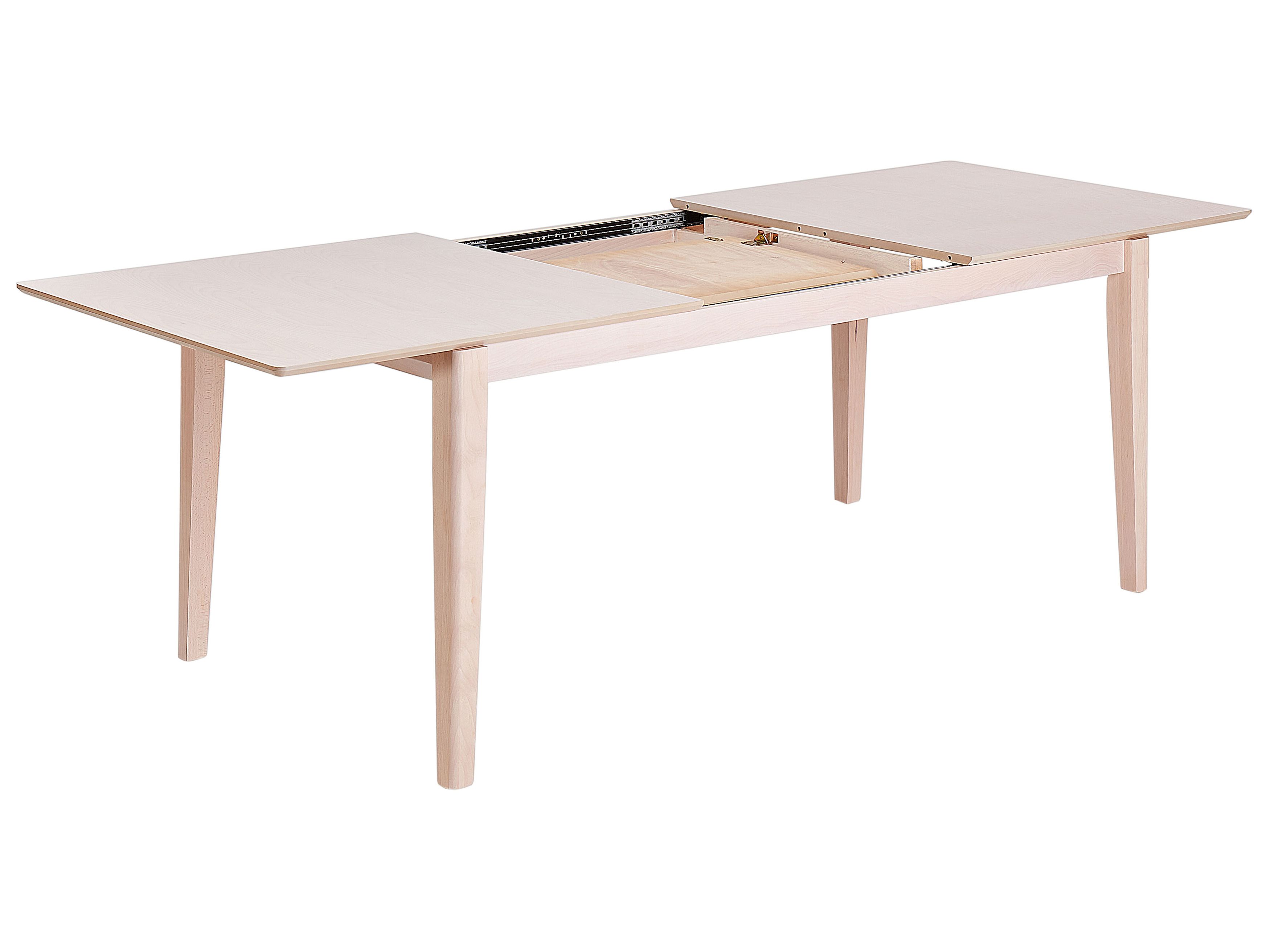 Förlängningsbart matbord CROSBY Ljus bokfanér 180/240 cm 90 cm | Beliani.se