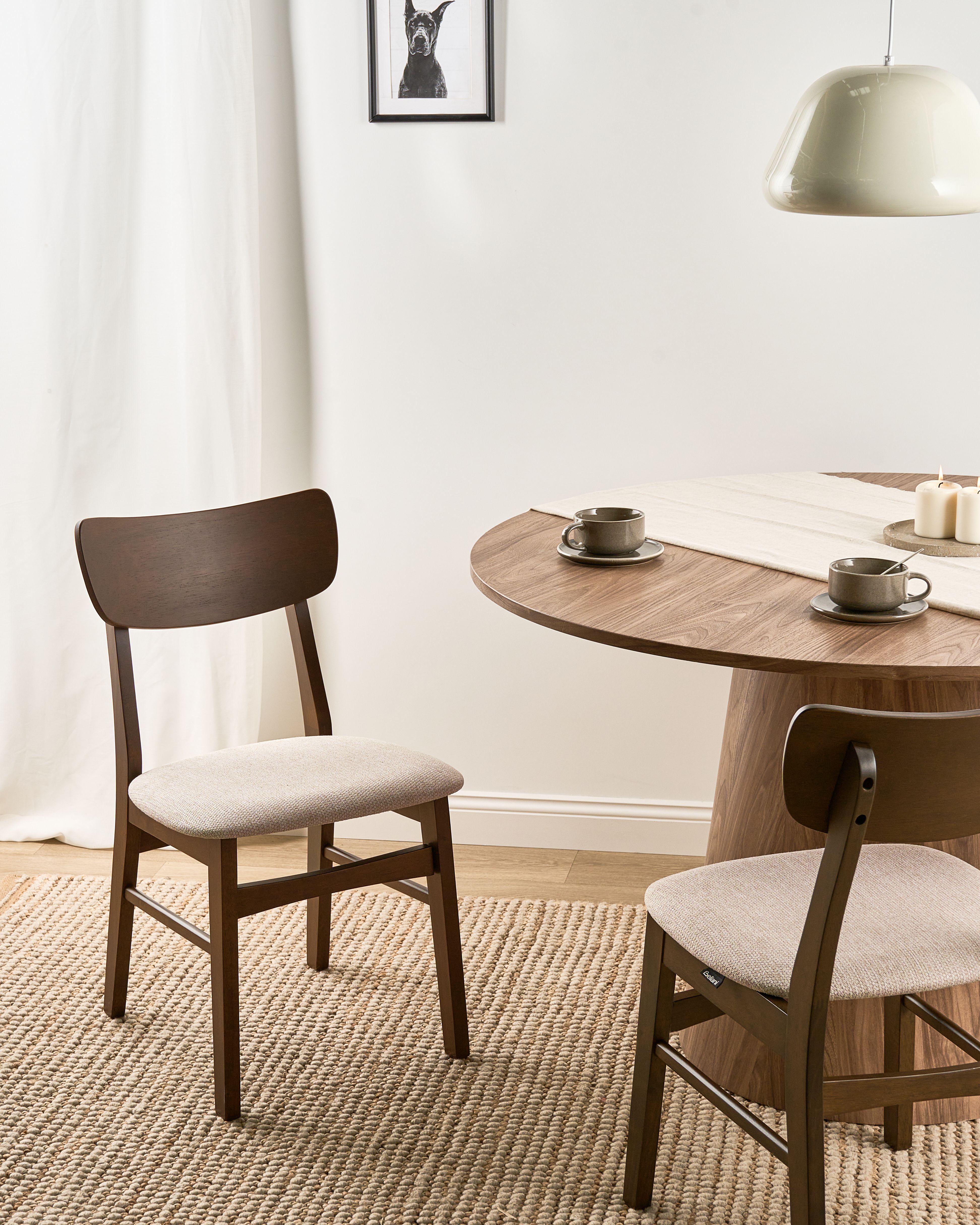 Sæt med 2 spisebordsstole ANOKA Træ Mørkebrun/beige | Beliani.dk