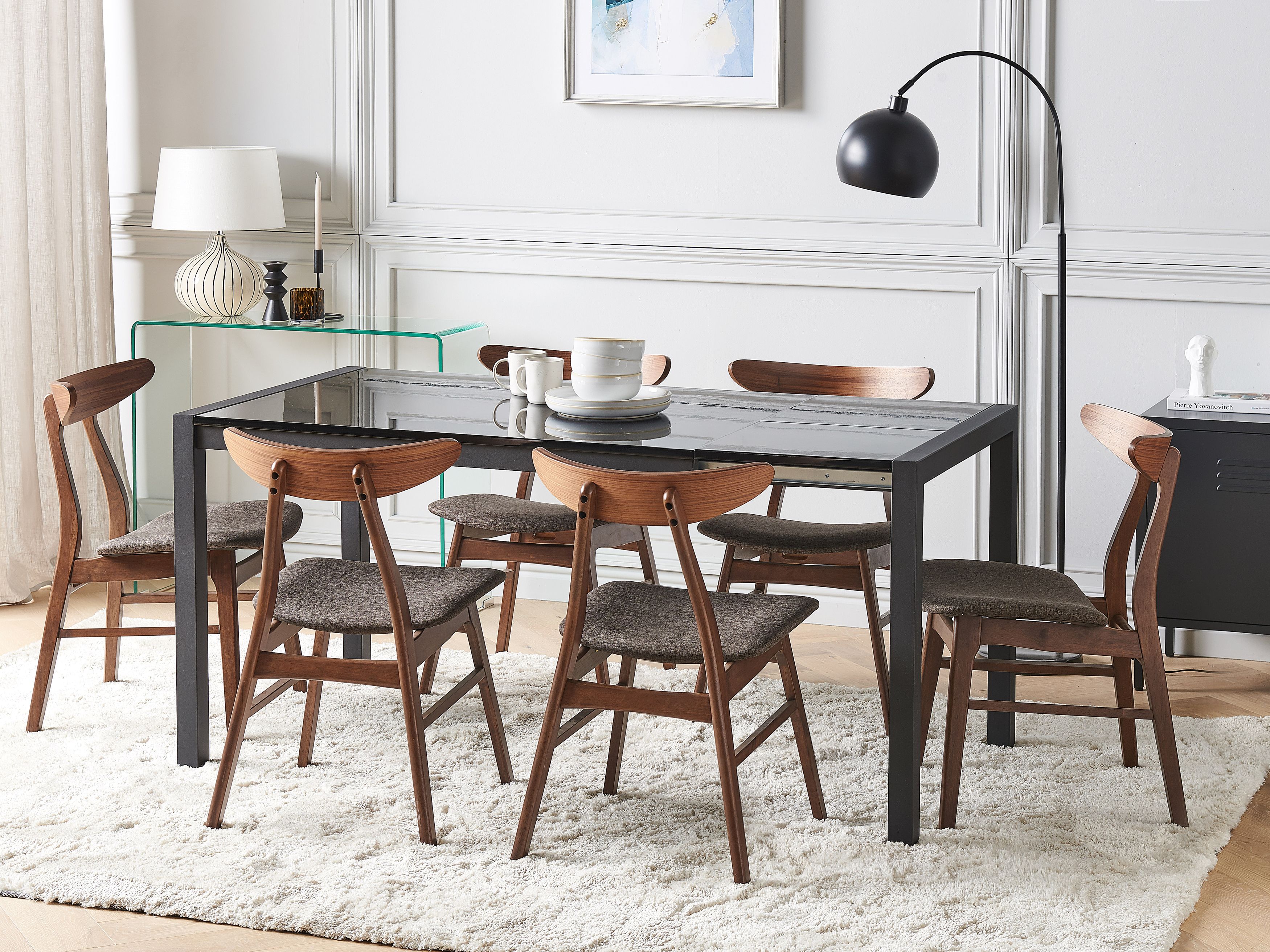 Extending Dining Table GRANADA Black 120/160 cm 80 cm | Beliani.co.uk