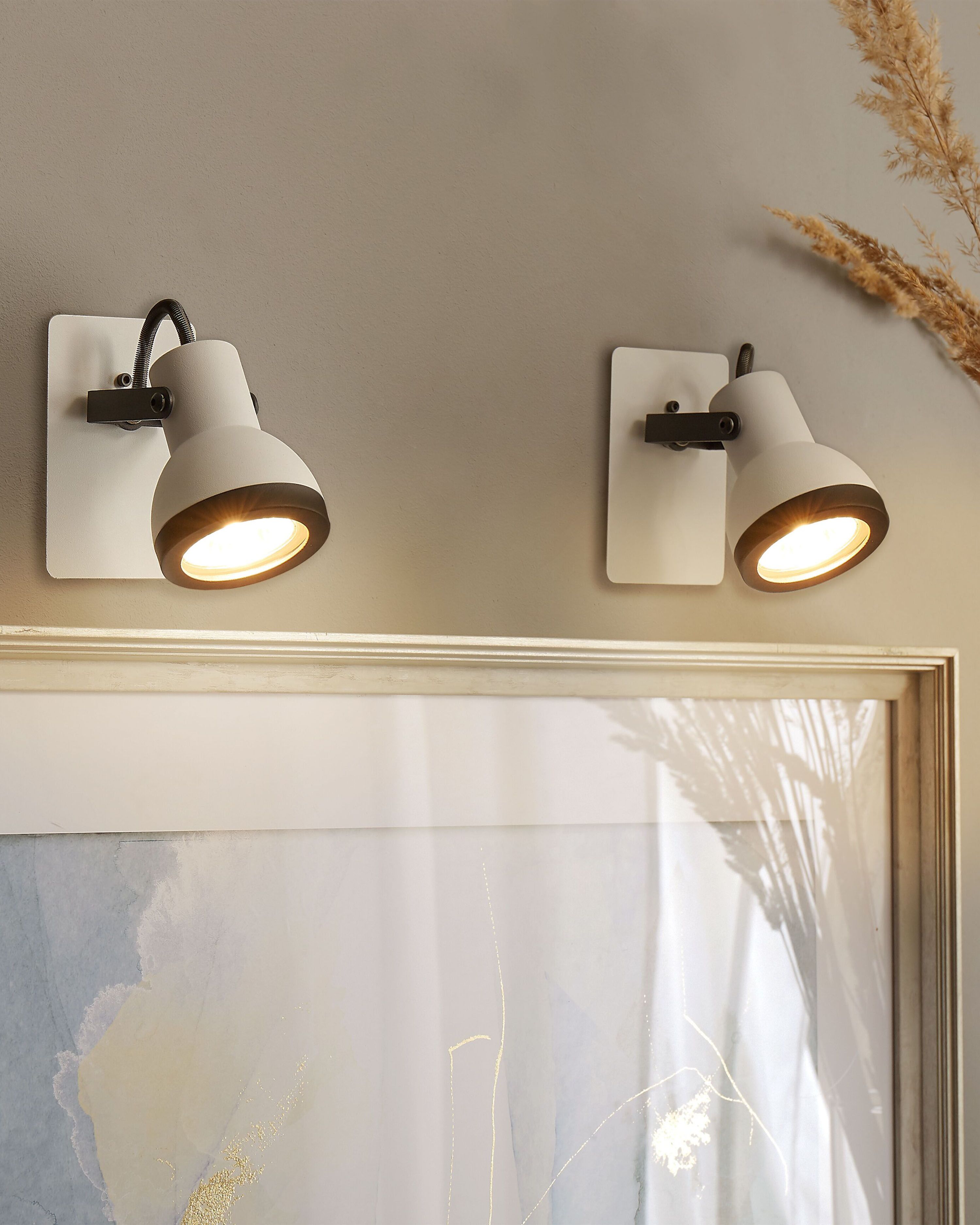 Set of 2 Metal Spotlight Lamps White and Black BARO | Beliani.co.uk