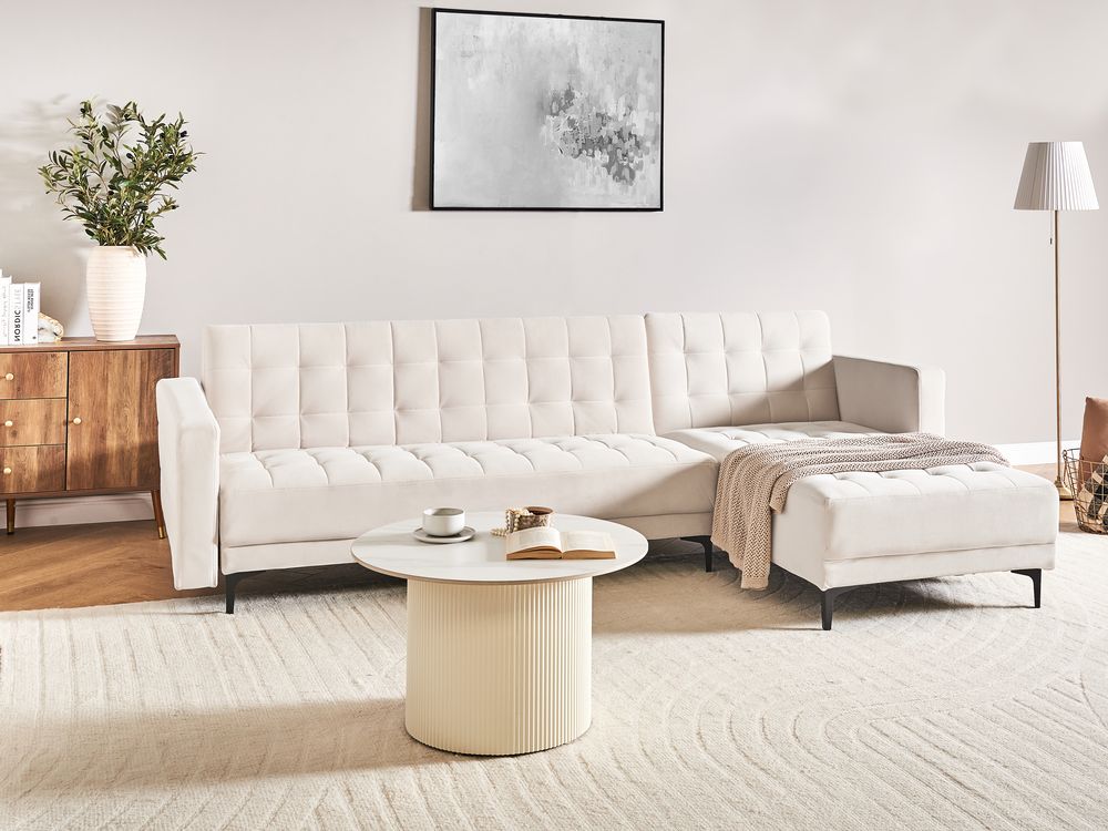 Modular Corner Sofa Bed 4 Seater ABERDEEN Velvet Pink Left Hand ...