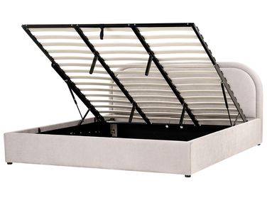 Bett mit Stauraum Stoff DREUX 140 x 200 cm Beige | Beliani.at