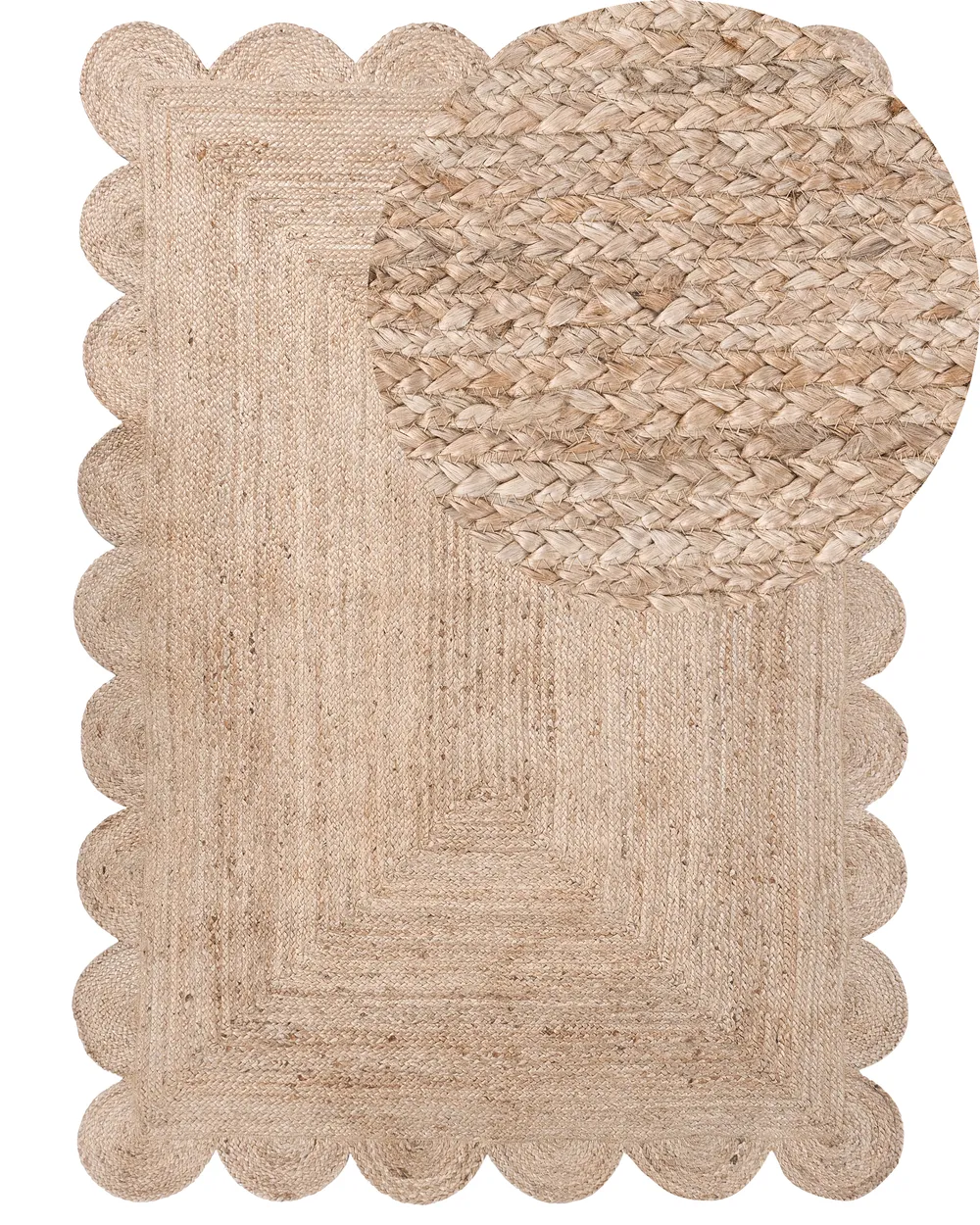Vloerkleed HINGOLI Beige 160 x 230 cm Jute | Beliani.nl
