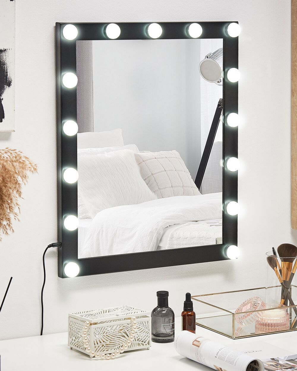 Black vanity mirror with lights store