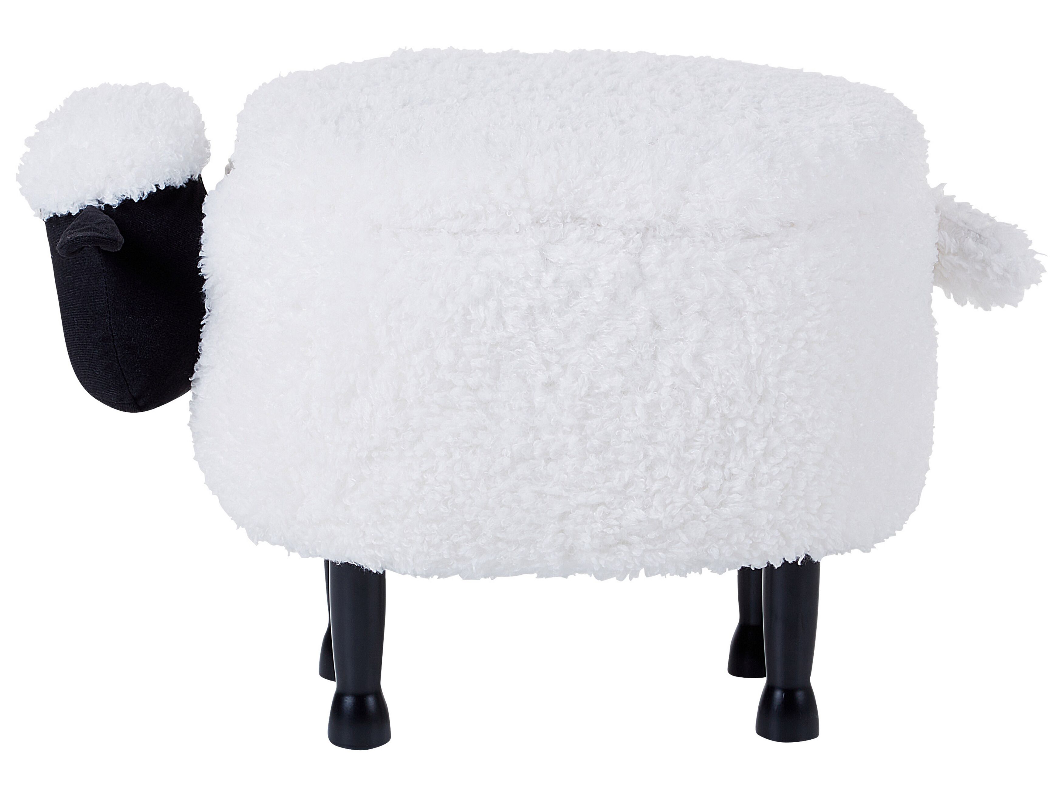 Storage Animal Stool SHEEP Fabric White | Beliani.co.uk