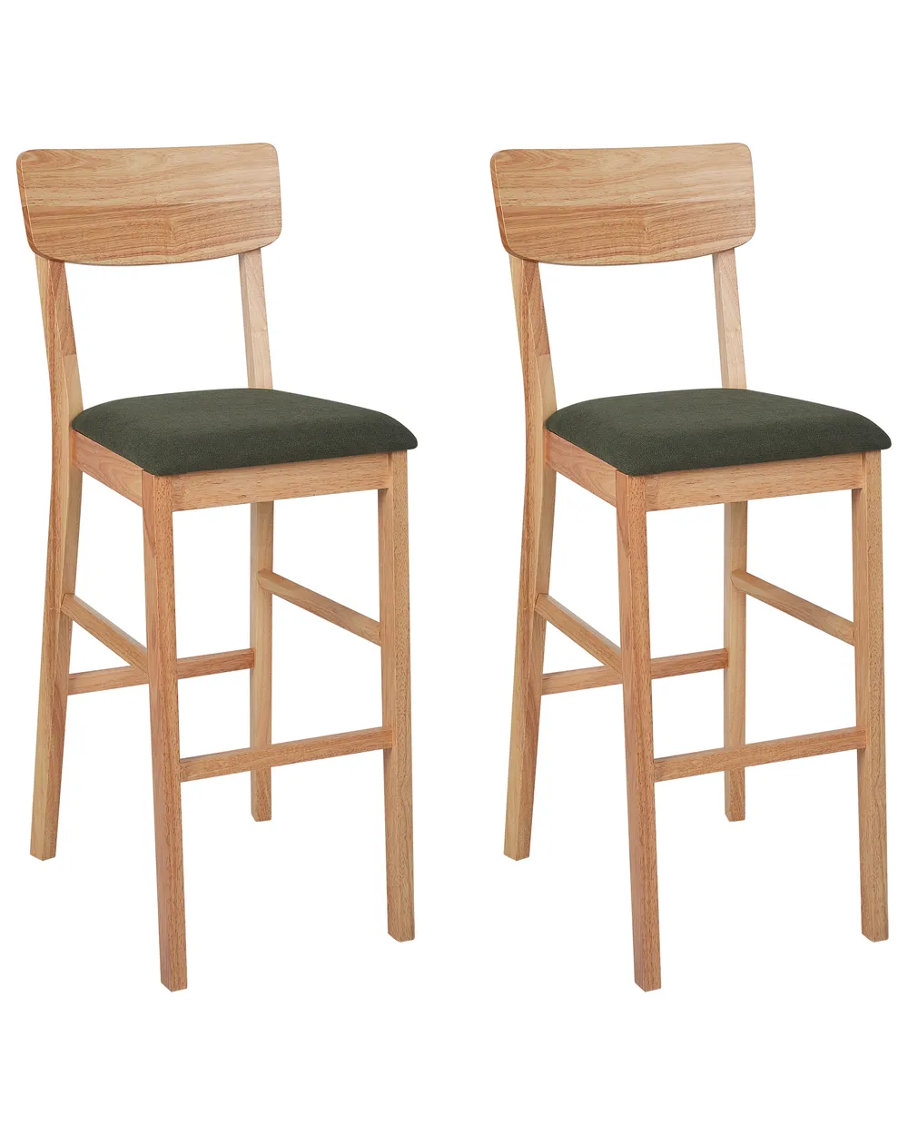 Set of 2 Bar Chairs AMBLER Light Brown/ Green | Beliani.co.uk