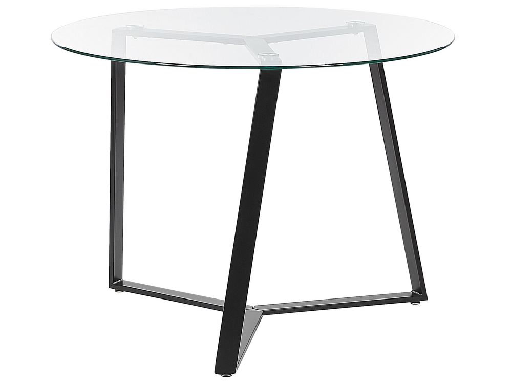 Glass Top Round Dining Table 100 cm Black KEBRI Beliani