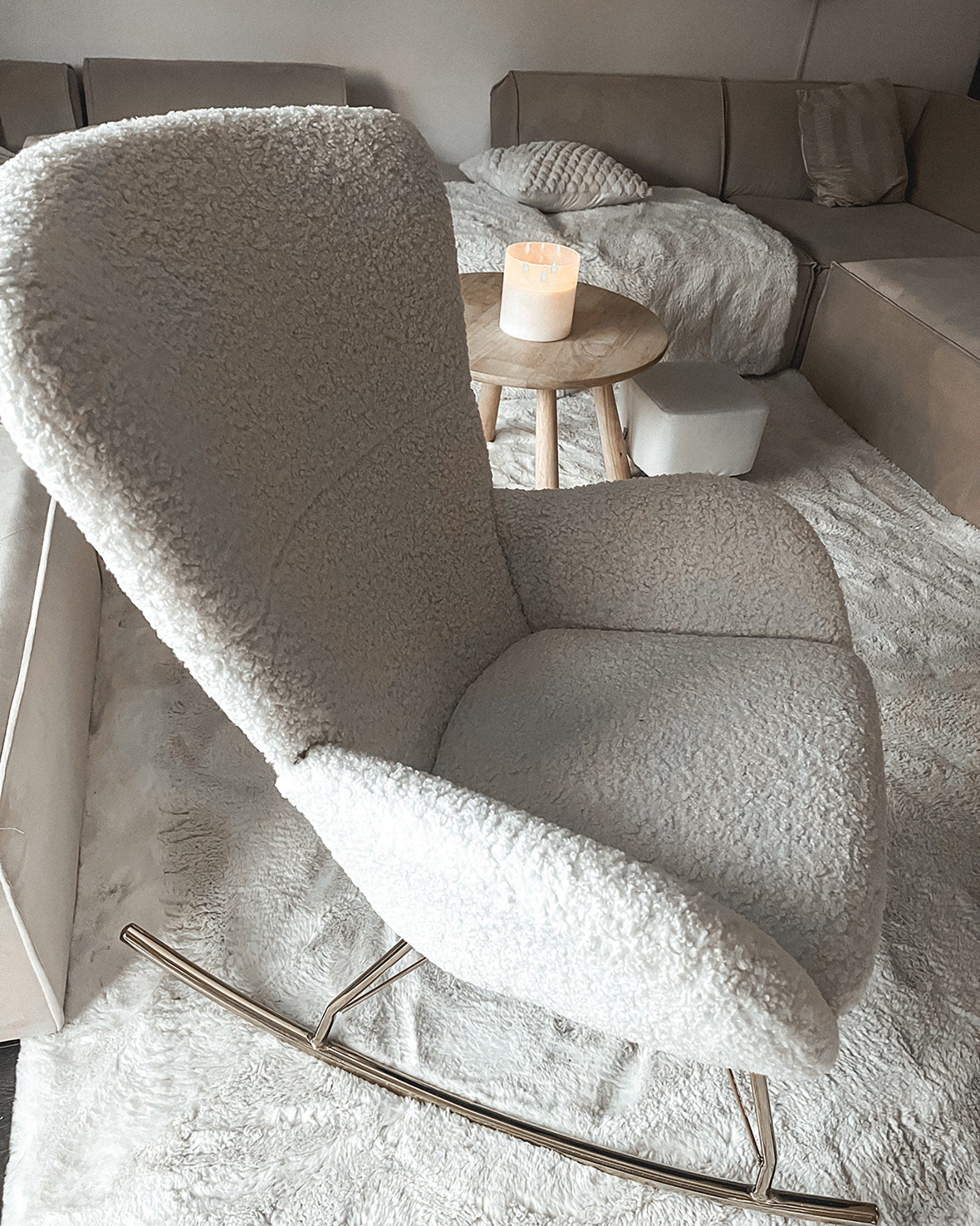 Rocking Chair ANASET Boucle White | Beliani.co.uk