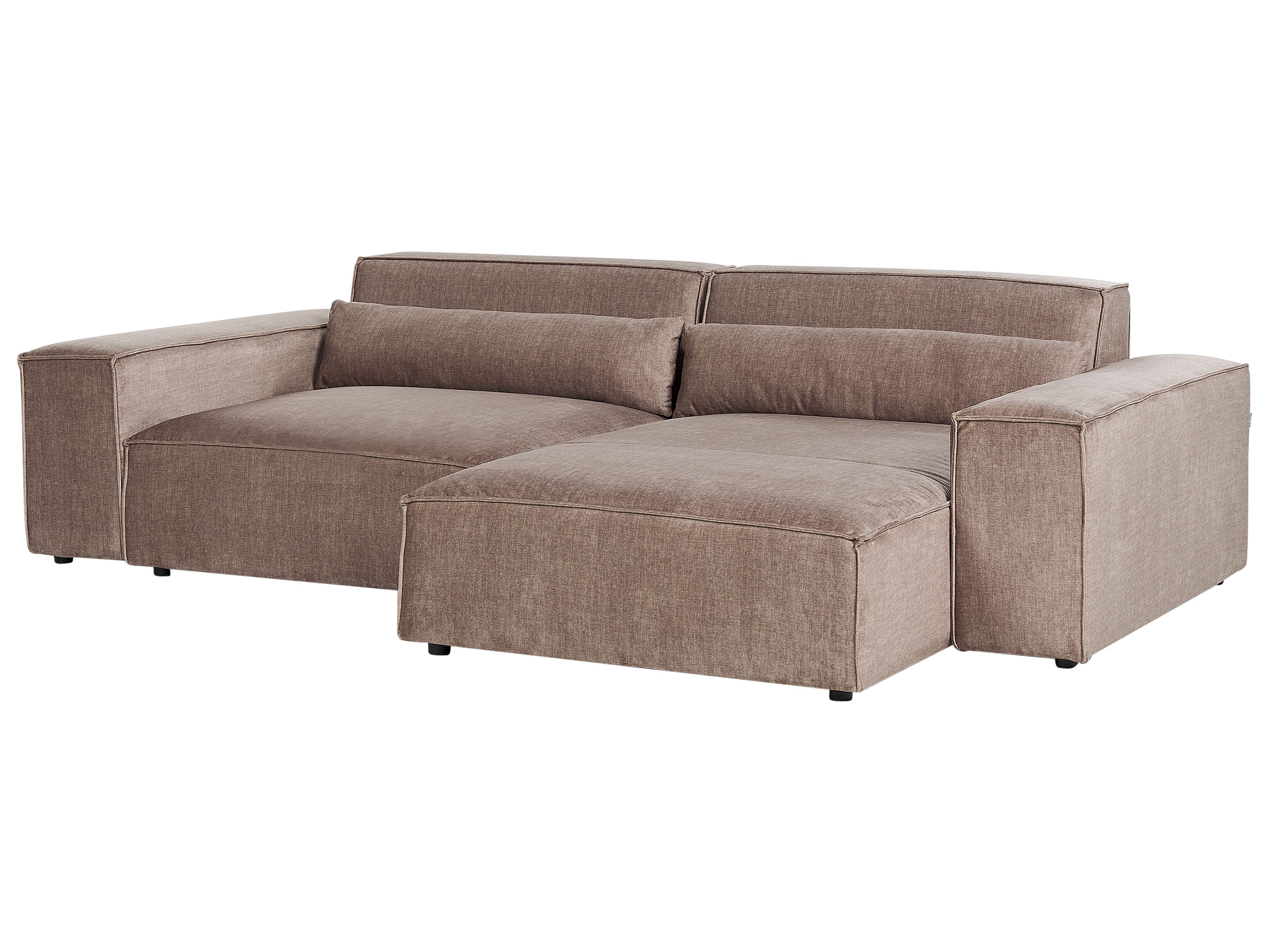Left Hand 2 Seater Modular Fabric Corner Sofa Brown HELLNAR | Beliani.co.uk