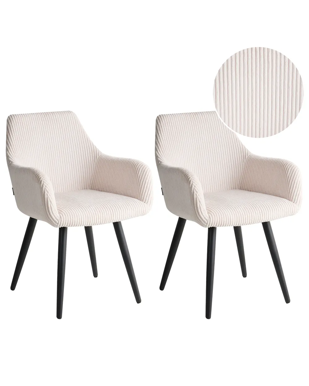 Conjunto de 2 cadeiras de jantar MORI Bombazine Creme claro | Beliani.pt