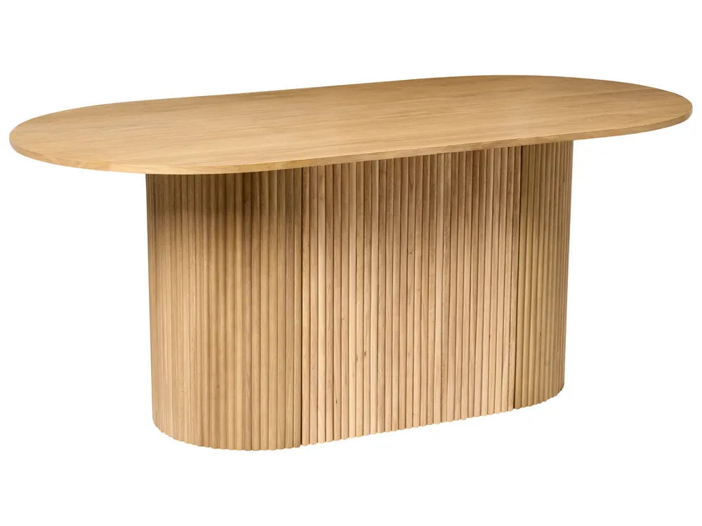 Dining Table DELMAS Light Ash Wood 90 cm 160 cm | Beliani.co.uk