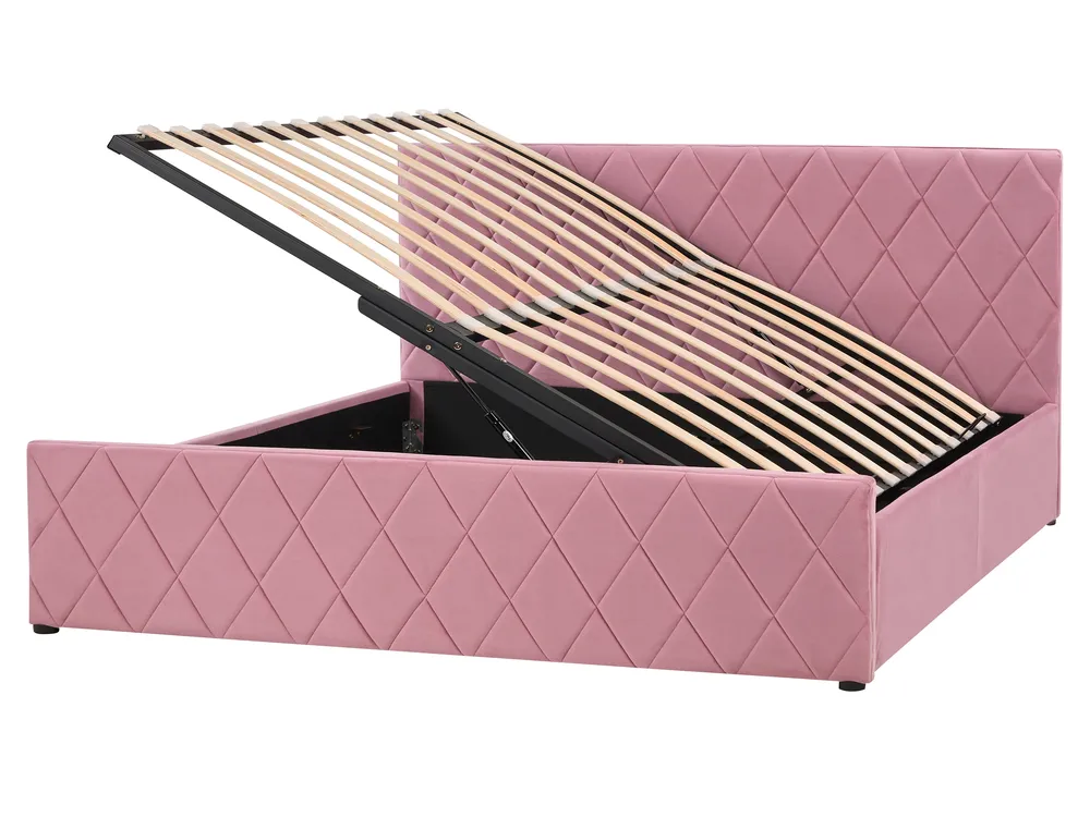 Bett mit Stauraum Samtstoff VINCENNES 160 x 200 cm Pastellrosa | Beliani.at