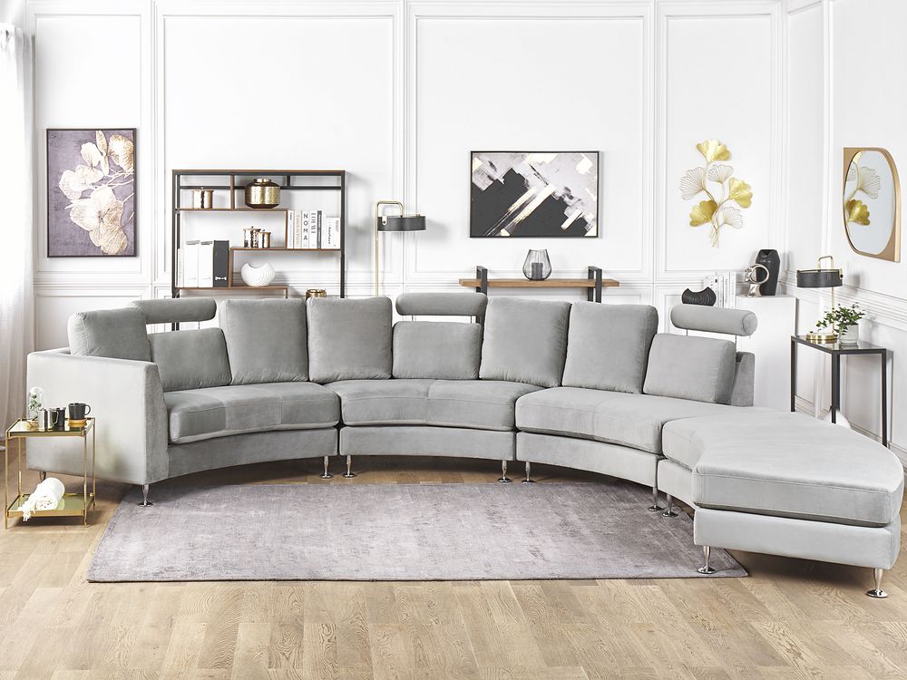 Grey velvet sofa sectional store