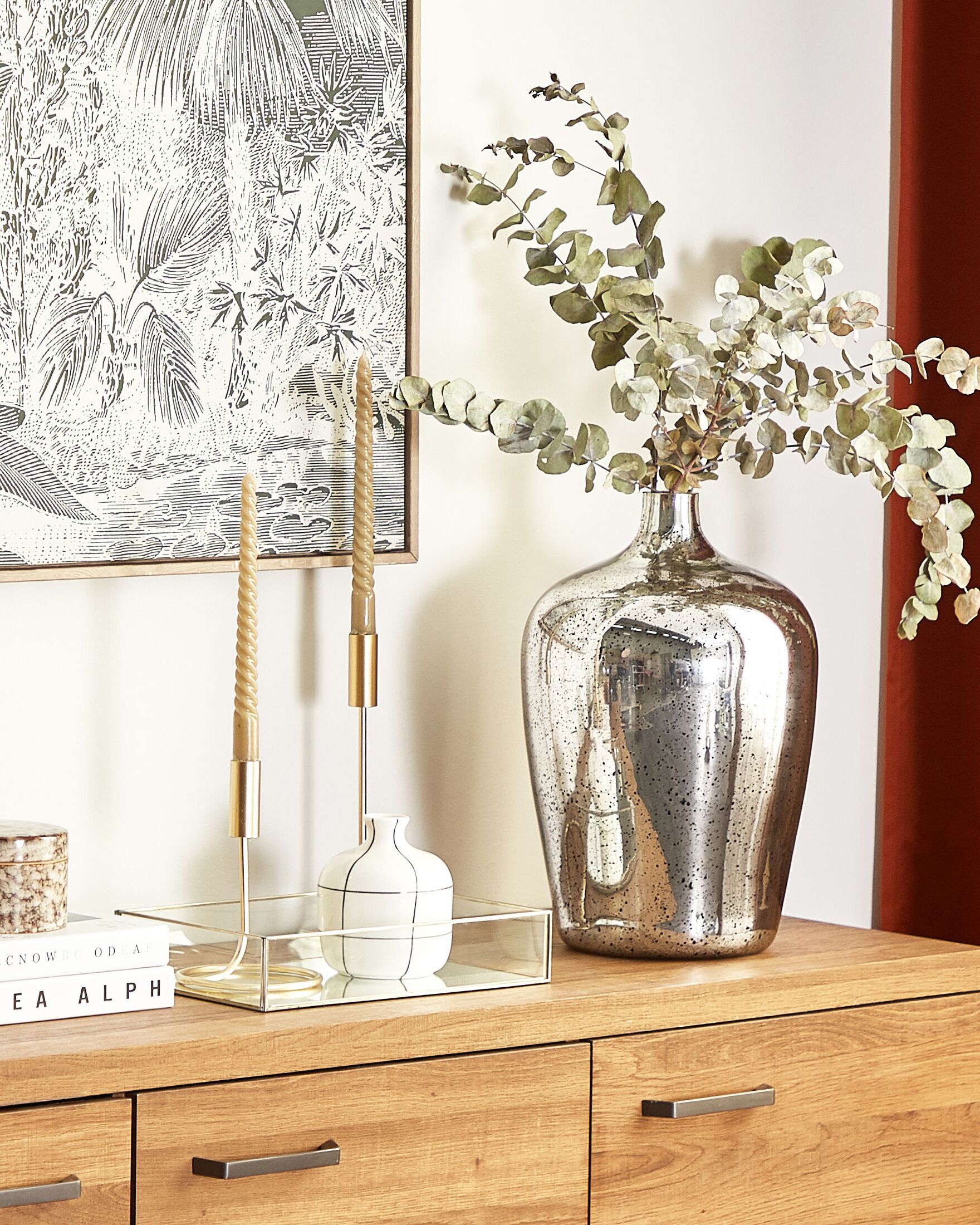 Flower Vase KACHORI Glass 40 cm Silver | Beliani.co.uk