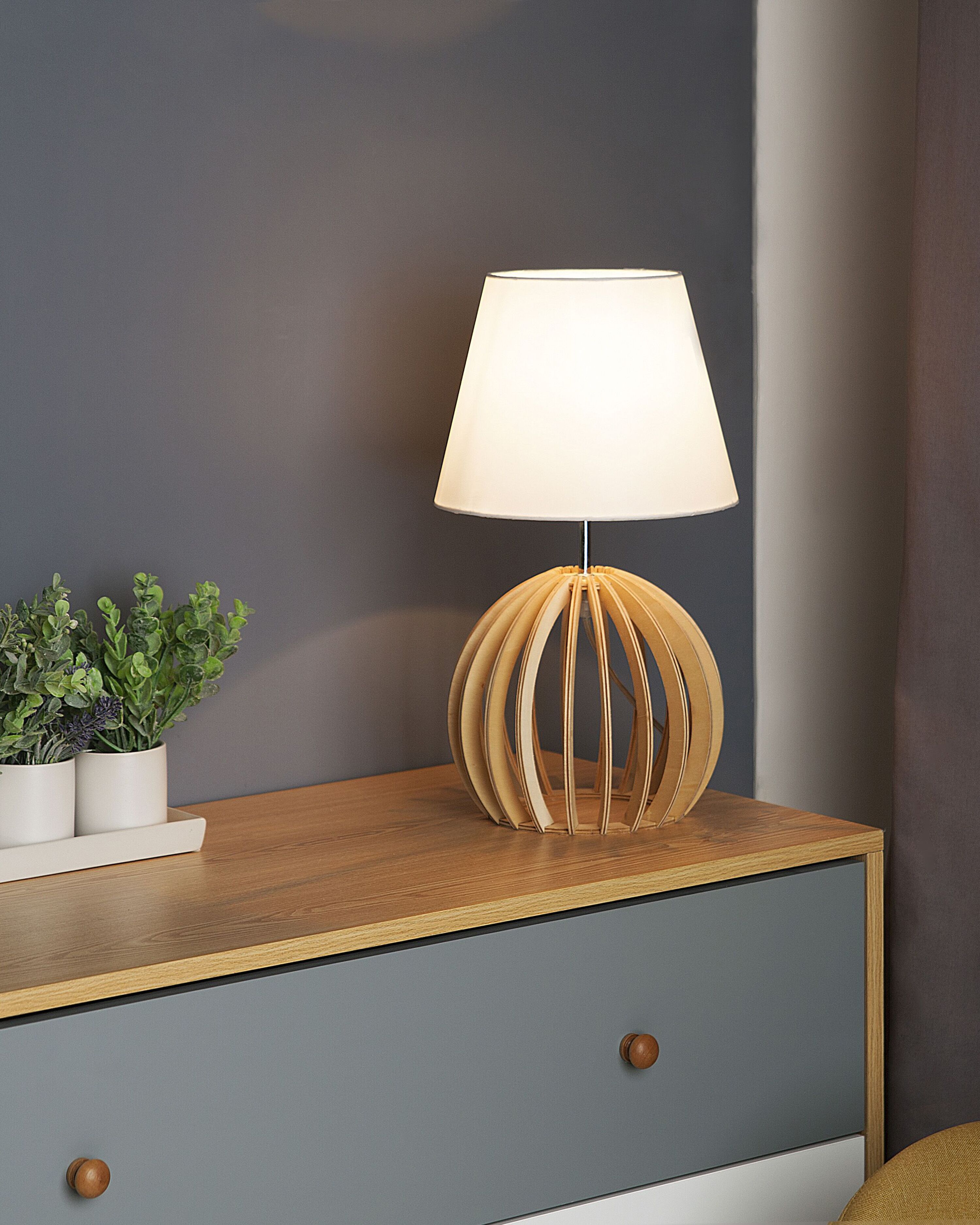 Table Lamp SAMO Brown/ White | Beliani.co.uk