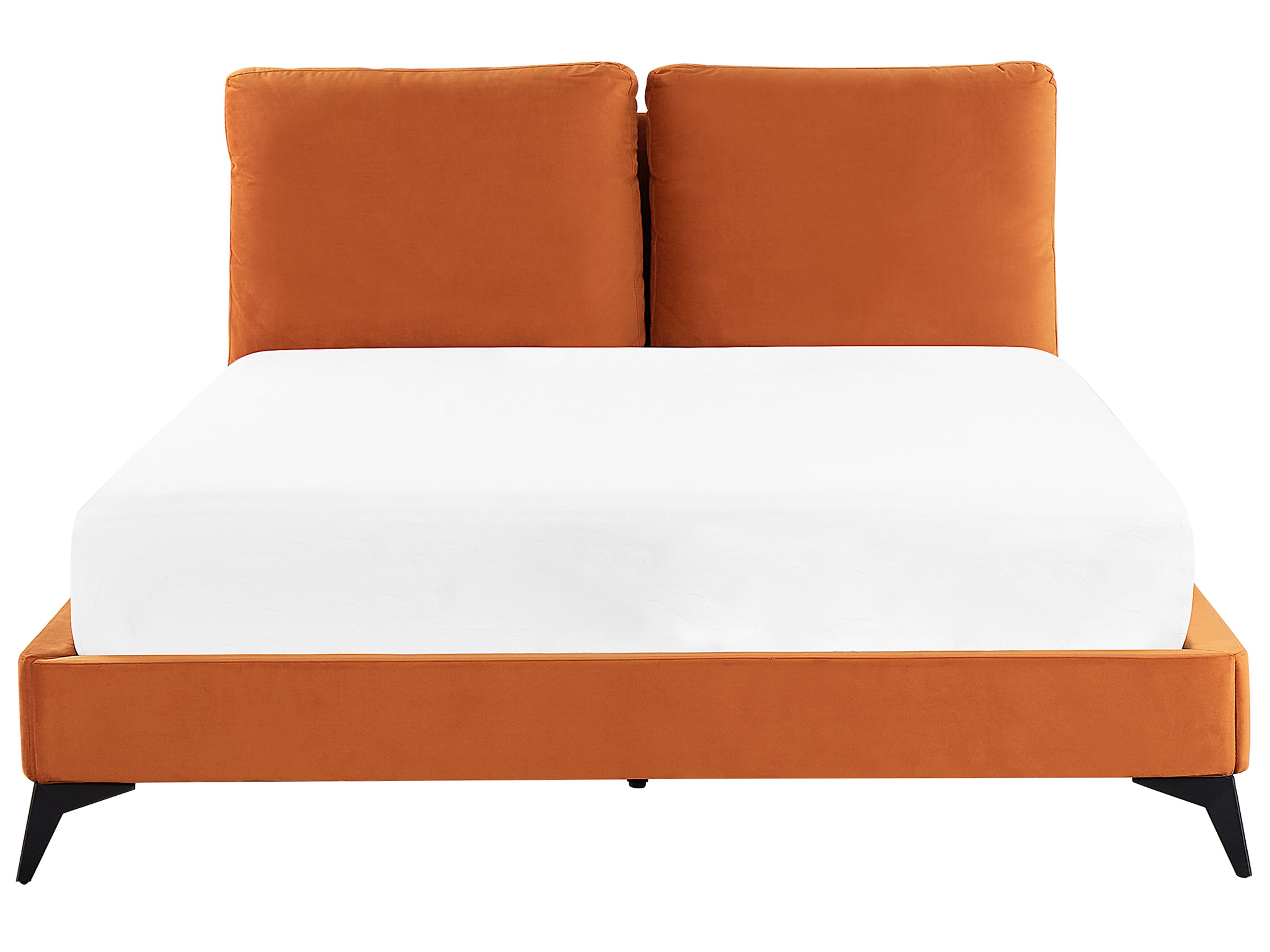 Velvet EU Double Size Bed Orange MELLE | Beliani.co.uk