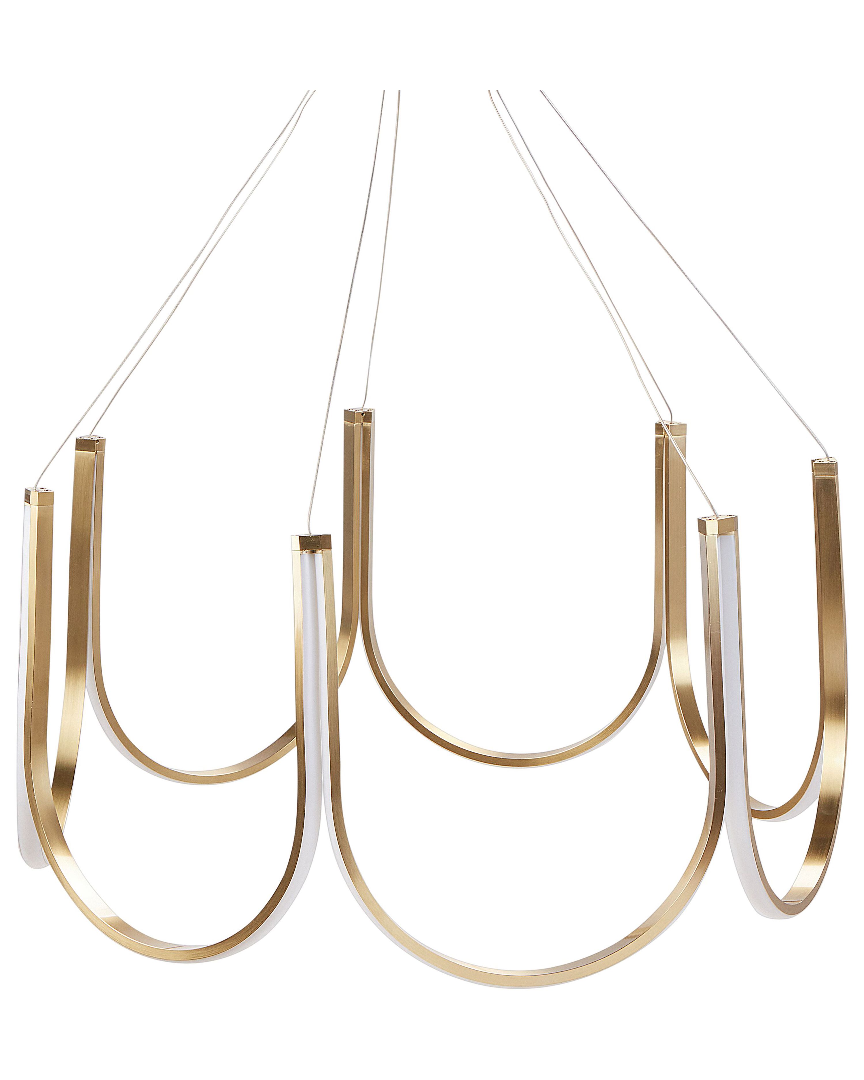 Metal LED Chandelier Gold PERQUENO | Beliani.co.uk