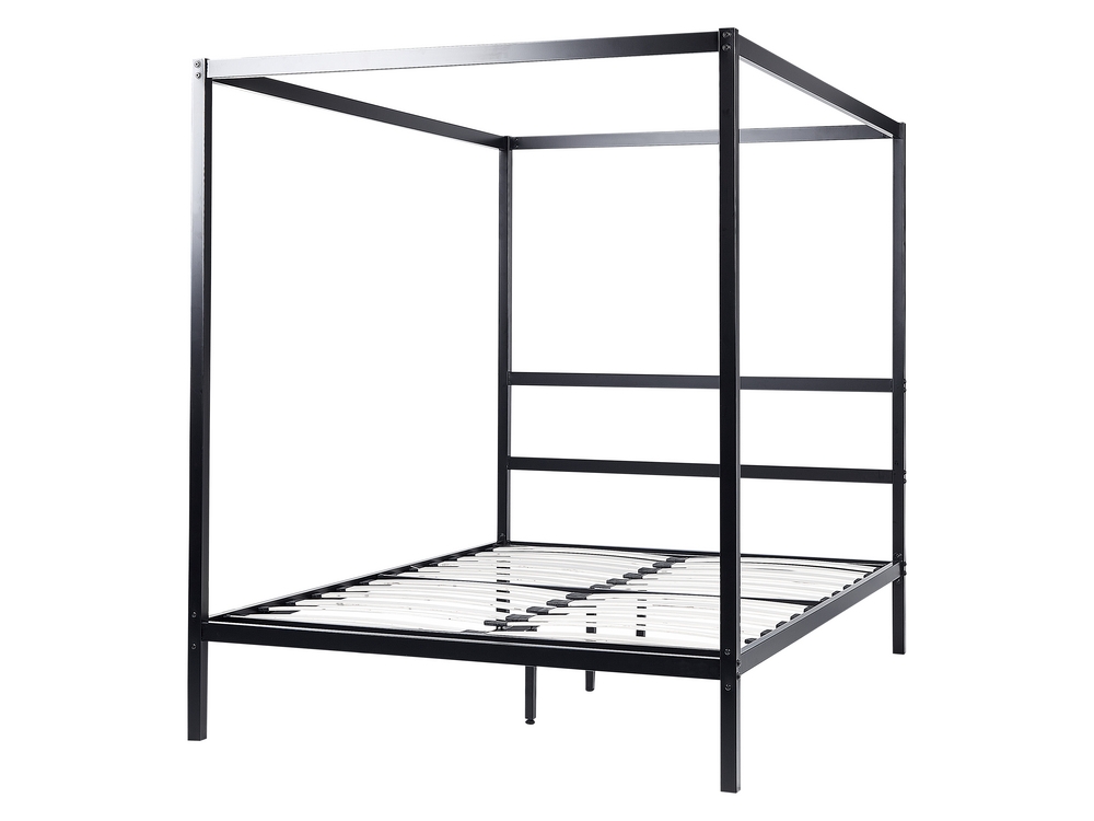 Bed Metal LESTARDS 160 x 200 cm EU King Size Black Beliani