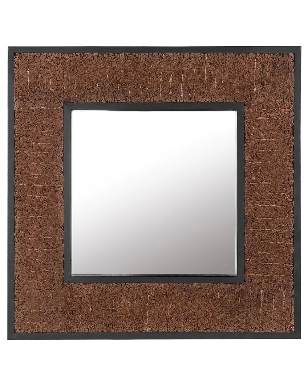 Wall Mirror BOISE 60 cm 60 cm Teak Wood Dark Brown | Beliani.co.uk
