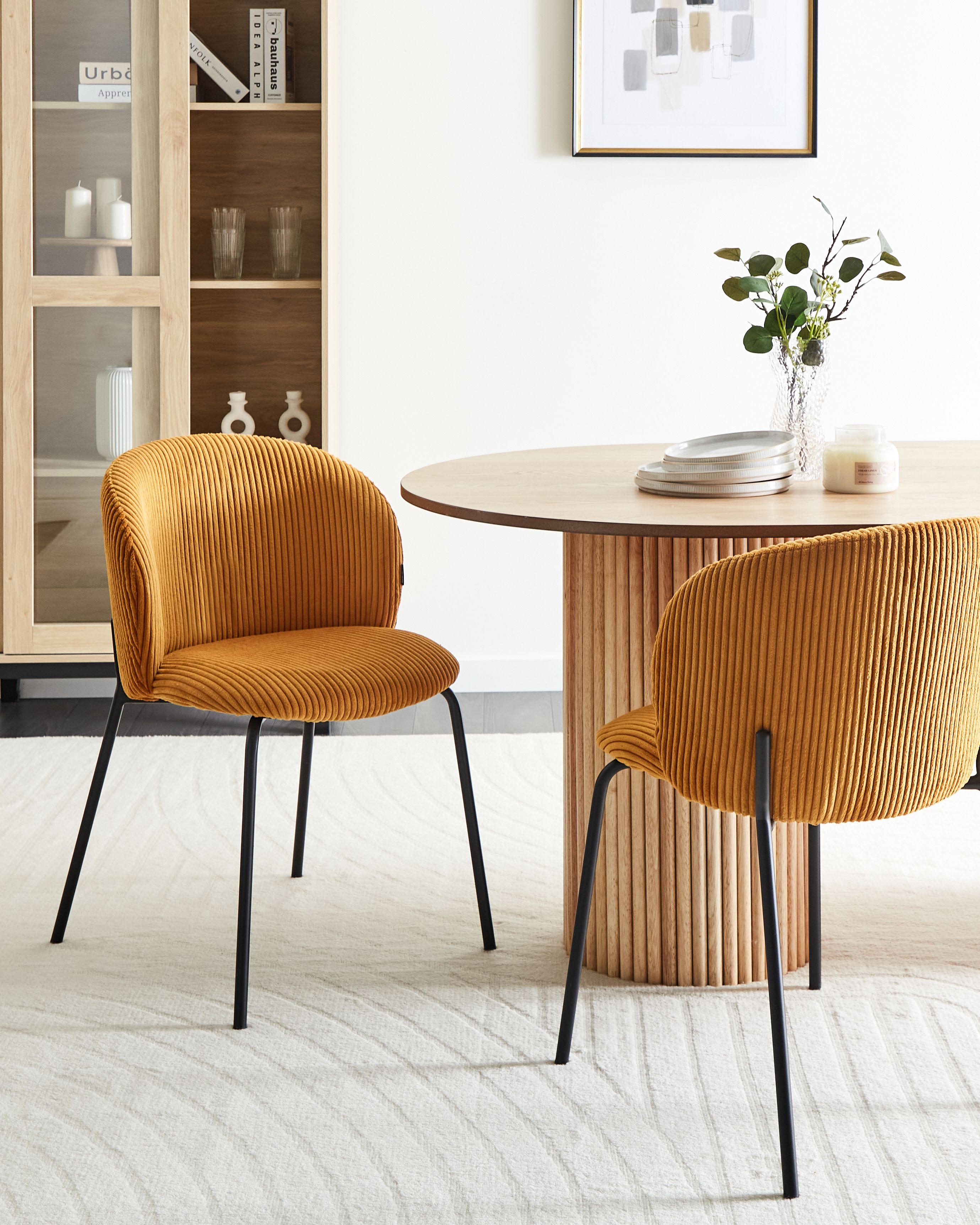 Sett med 2 spisestoler MILES Kordfløyel Oransje | Beliani.no