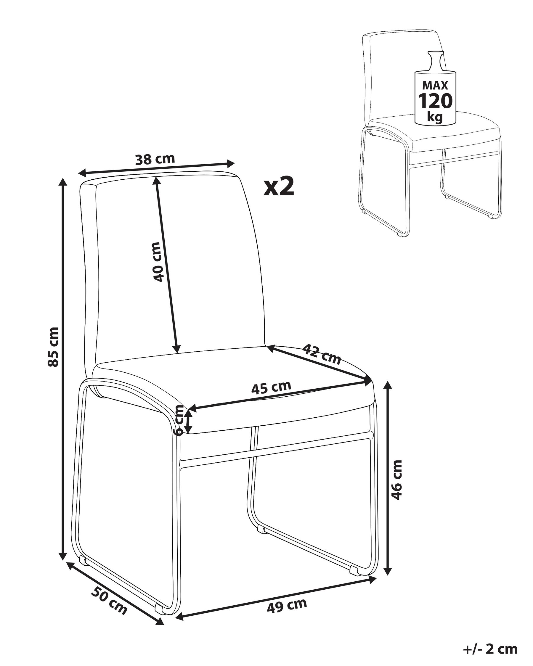 Set of 2 Dining Chairs LECCO Fabric Black | Beliani.co.uk