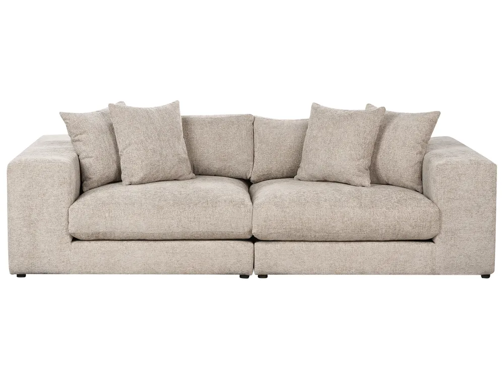 Sofa 3 Seater GLORVIKA II Fabric Taupe | Beliani.co.uk