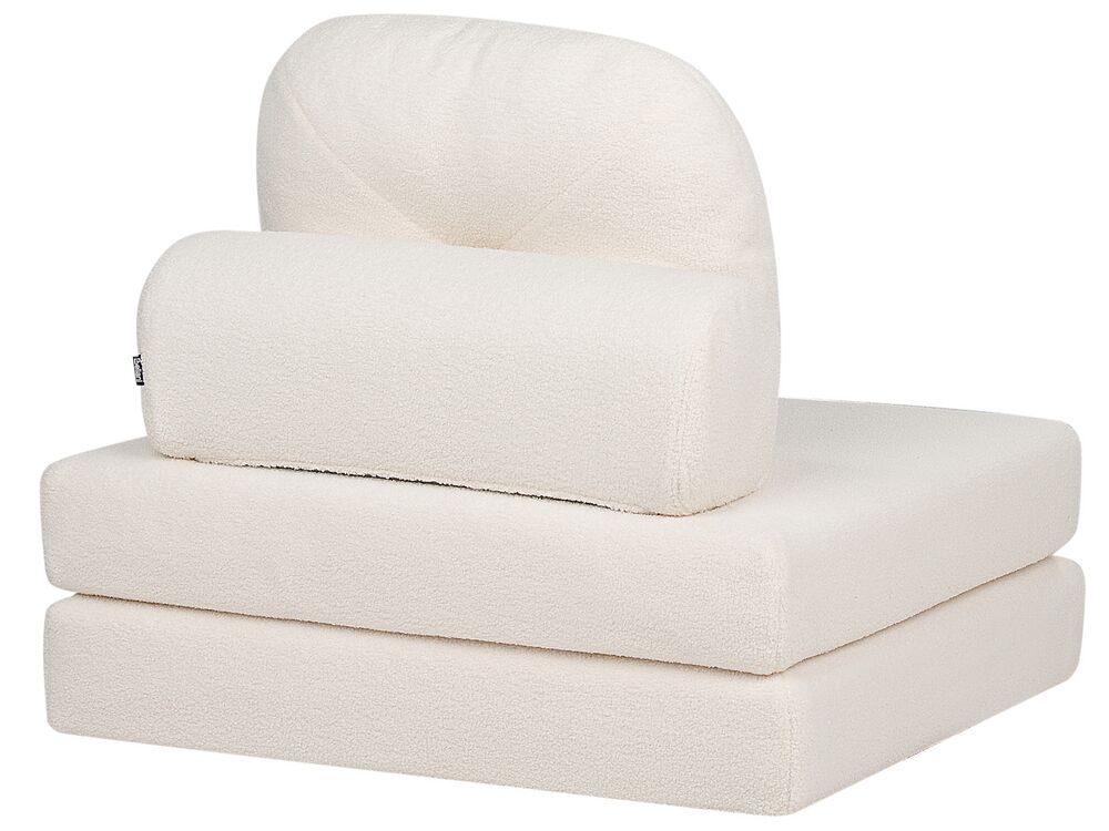 Boucle Single Sofa Bed White OLDEN Beliani