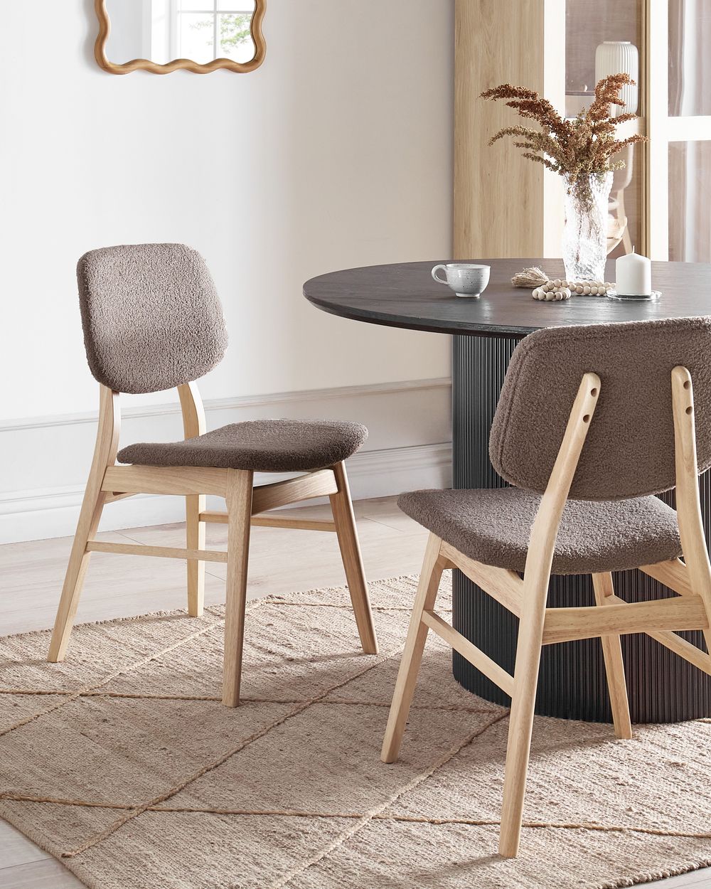 Taupe Dining Rooms Color Set Of 2 Dining Chairs JASMIN Velvet Taupe
