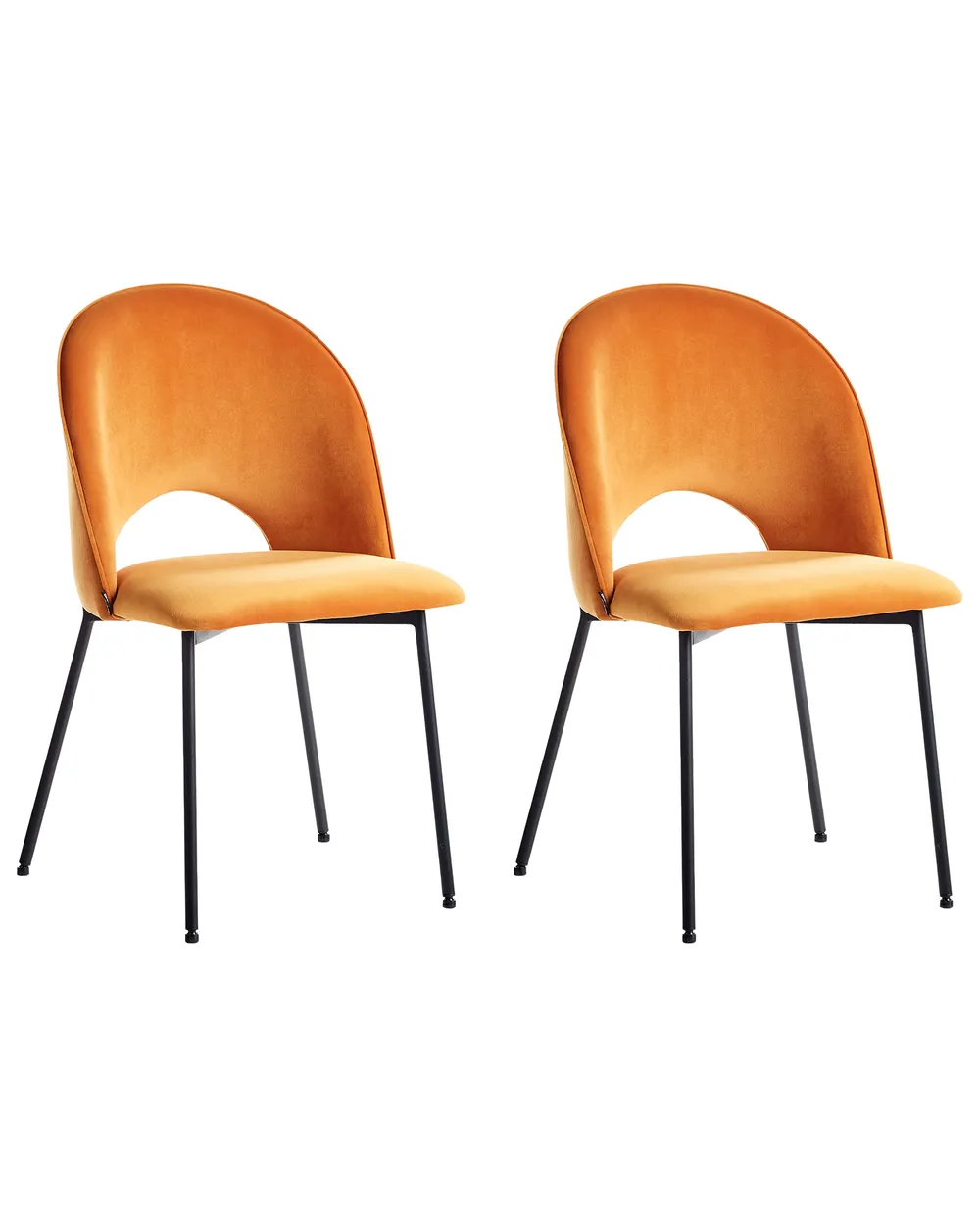 Set med 2 matstolar SANILAC Sammet Orange | Beliani.se