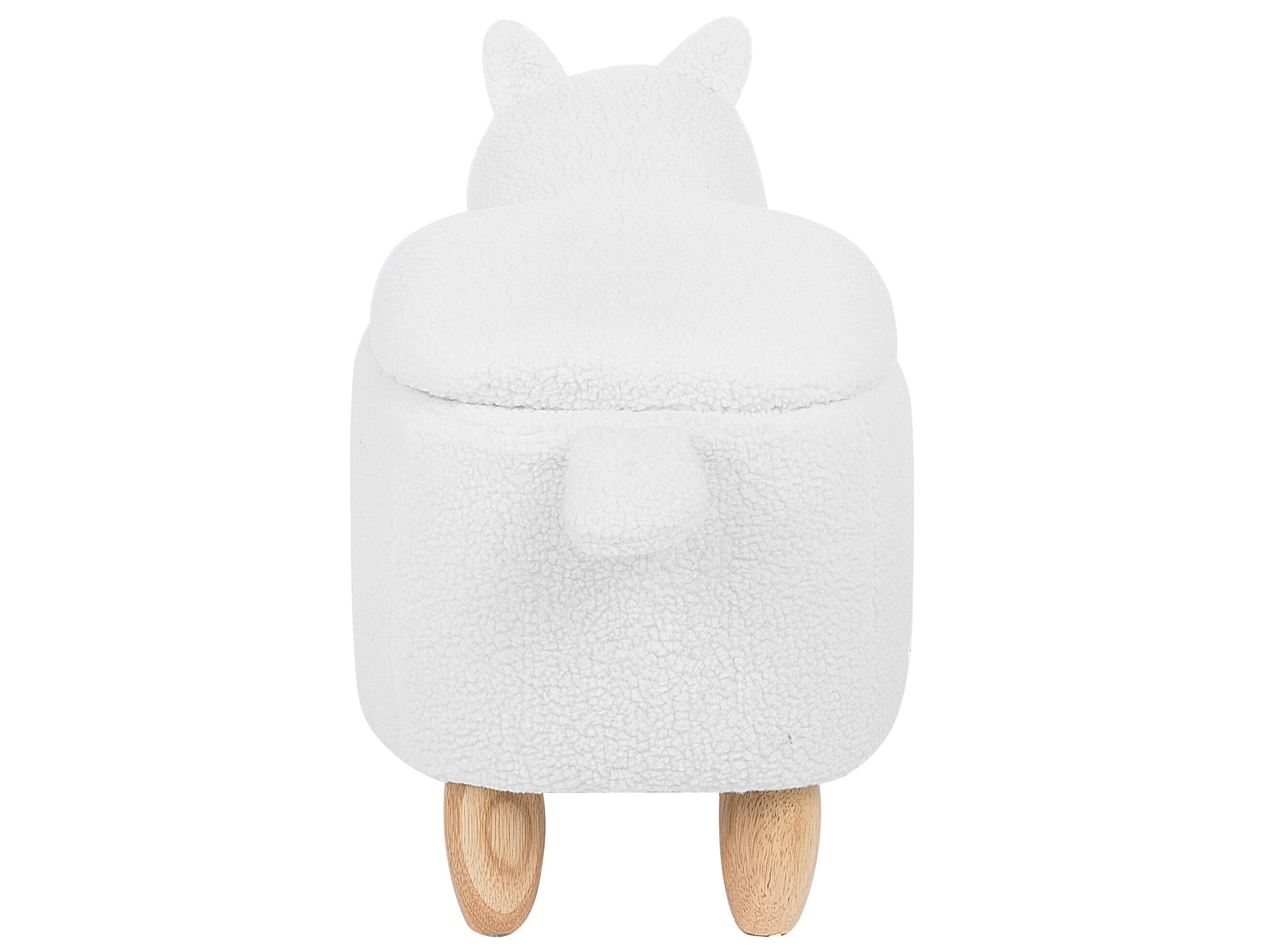 Storage Animal Stool ALPACA Fabric White | Beliani.co.uk