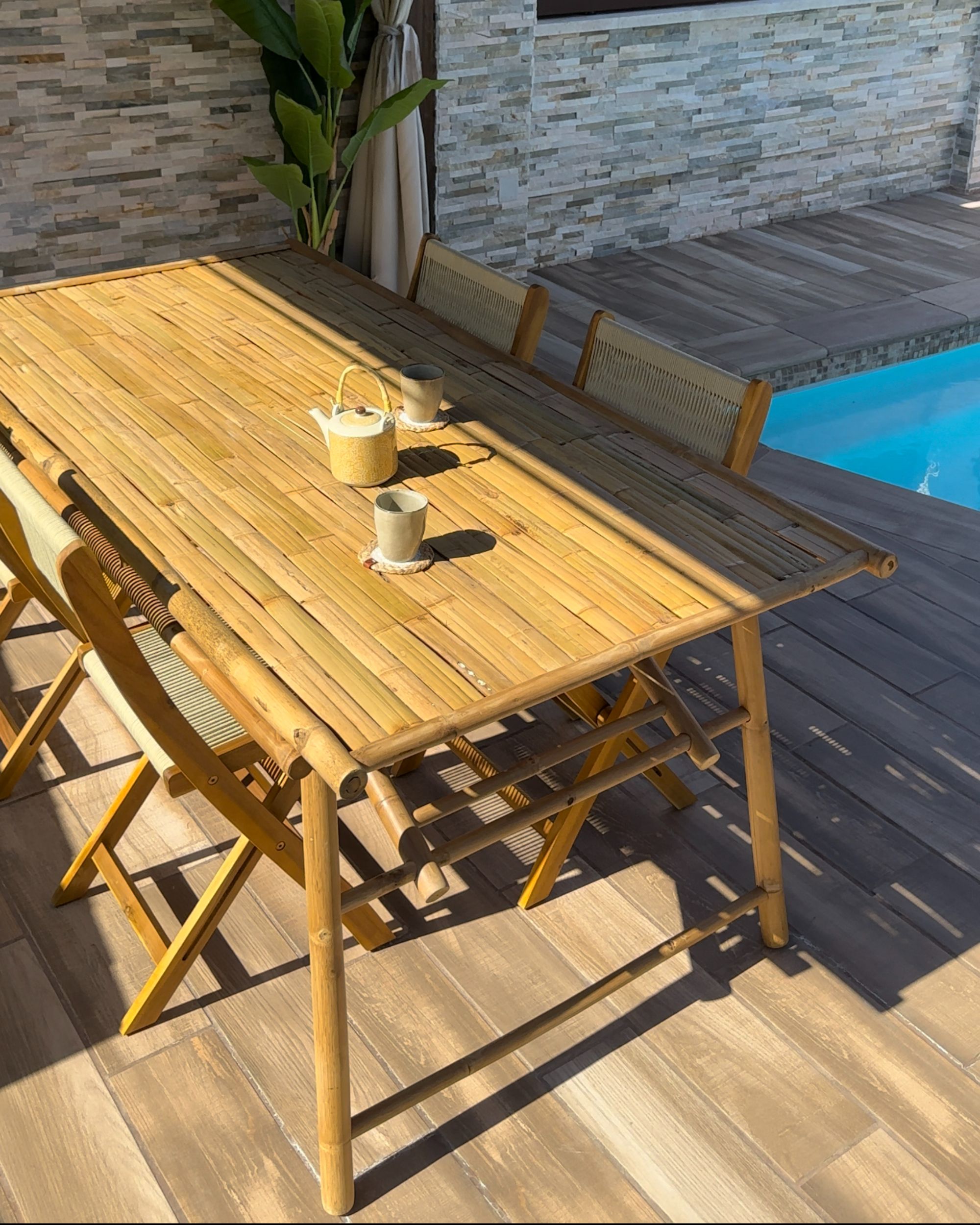 Garden Dining Table TINDARI 180 cm 90 cm Bamboo Wood Light Brown ...