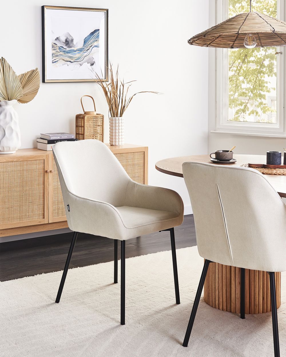 Sett med 2 spisestoler LOVERNA Kordfløyel Grønn | Beliani.no