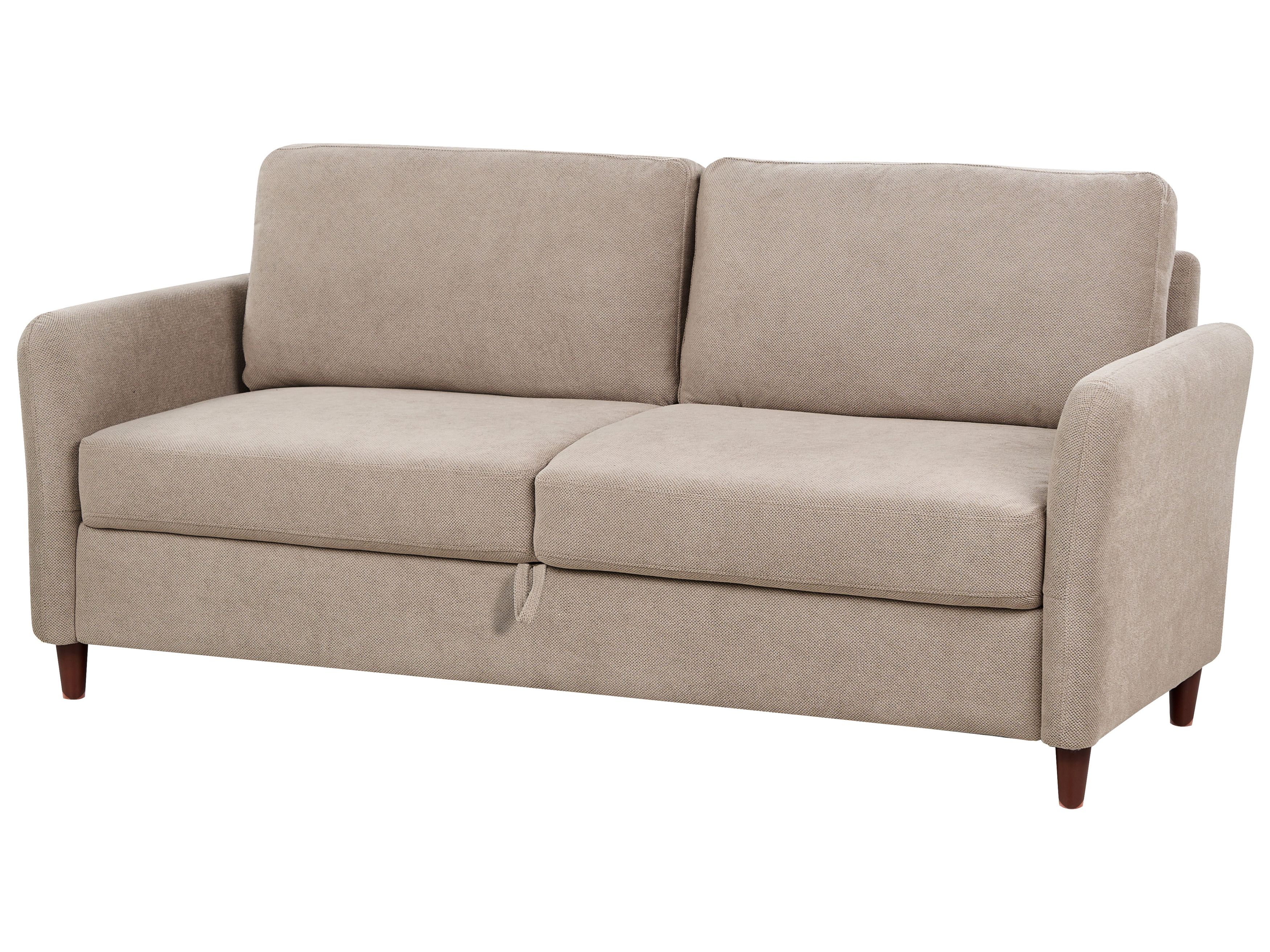 3 Seater Fabric Sofa with Storage Taupe MARE | Beliani.co.uk