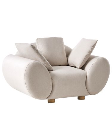 Armchair RINGEL with Cushions Fabric Light Beige | Beliani.es