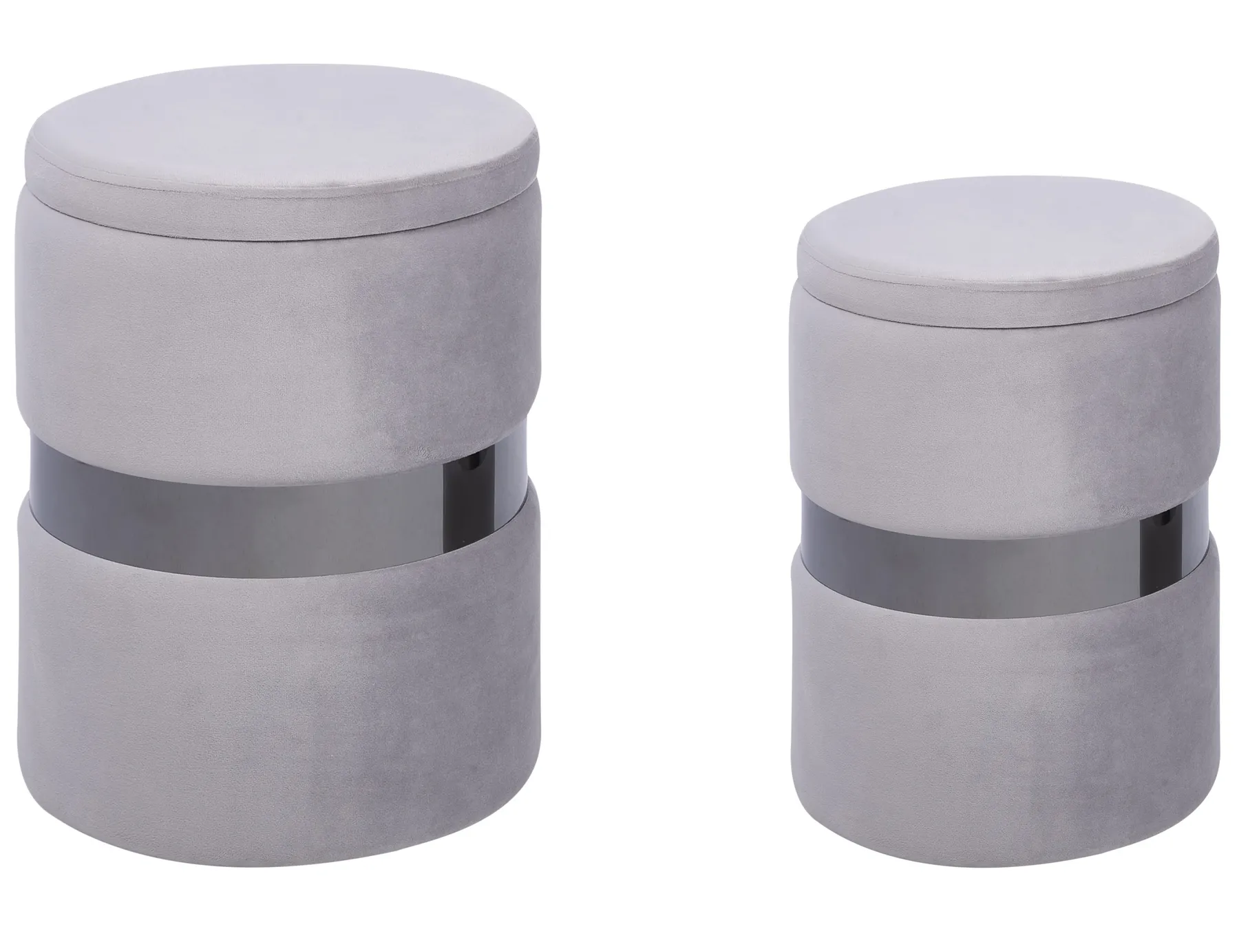 Conjunto de 2 pufs con almacenaje DORIS Terciopelo Gris claro | Beliani.es