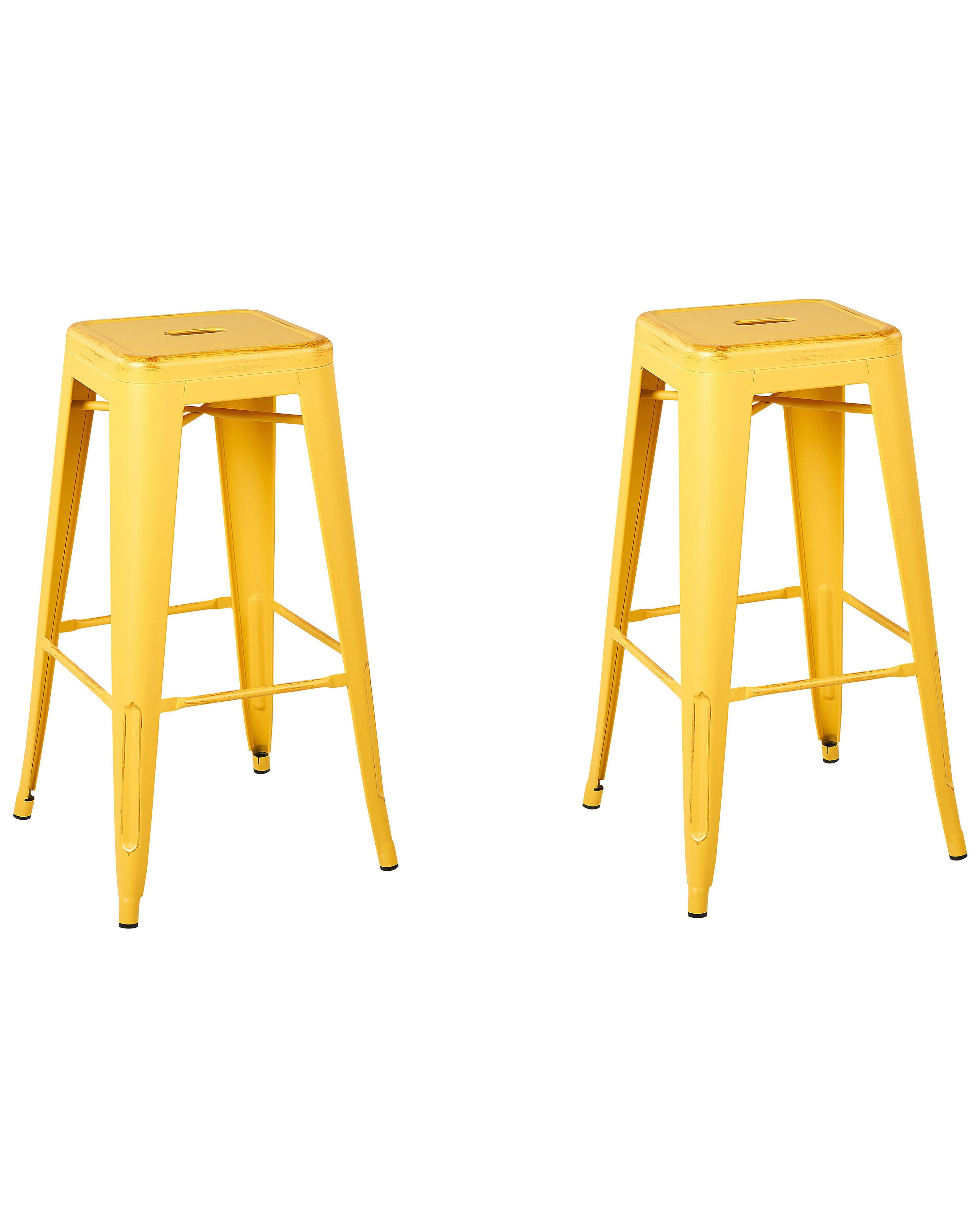 Set of 2 Bar Stools CABRILLO Metal Yellow | Beliani.co.uk