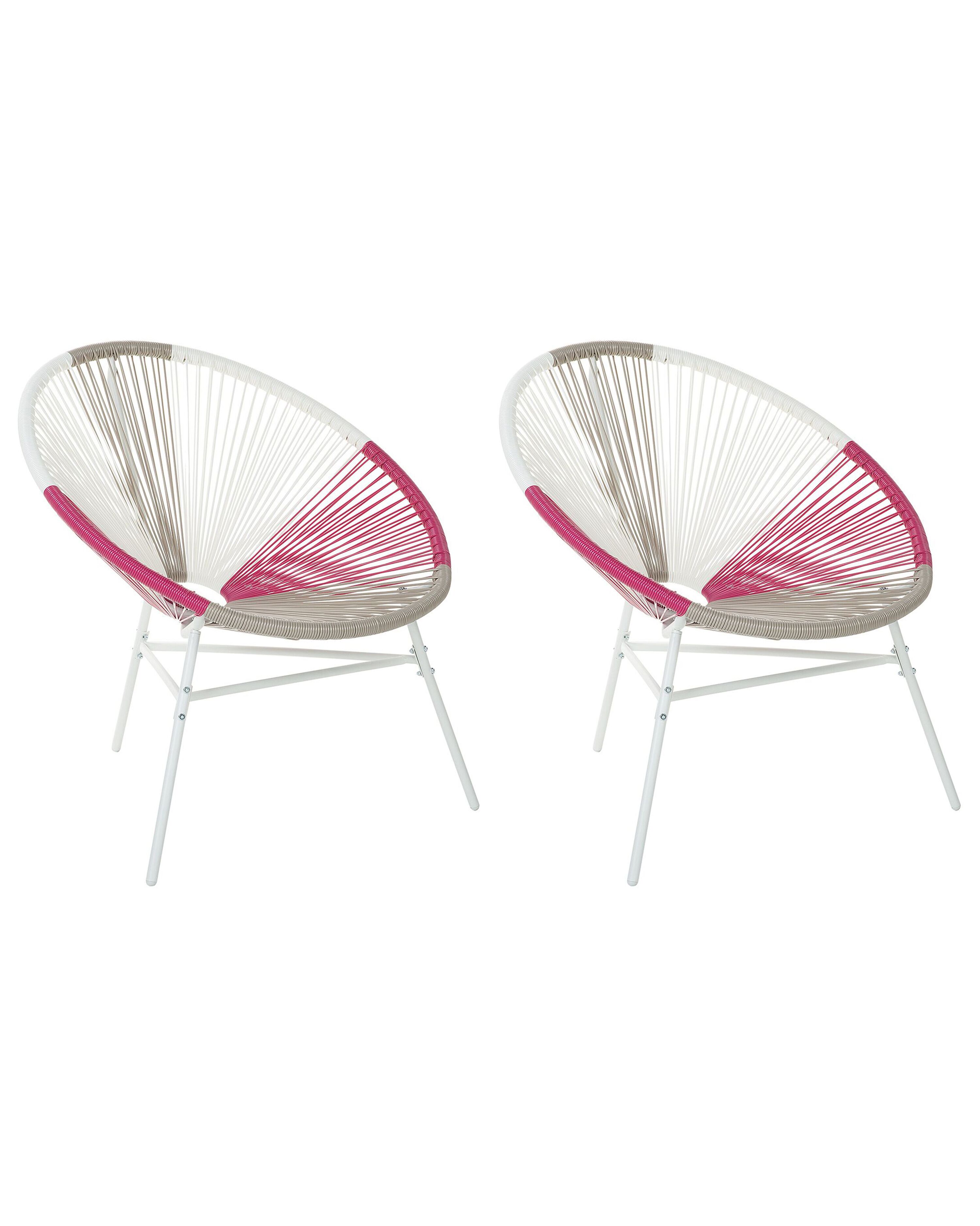 Gartenstuhl 2er Set ACAPULCO Polyrattan Fuchsia | Beliani.de