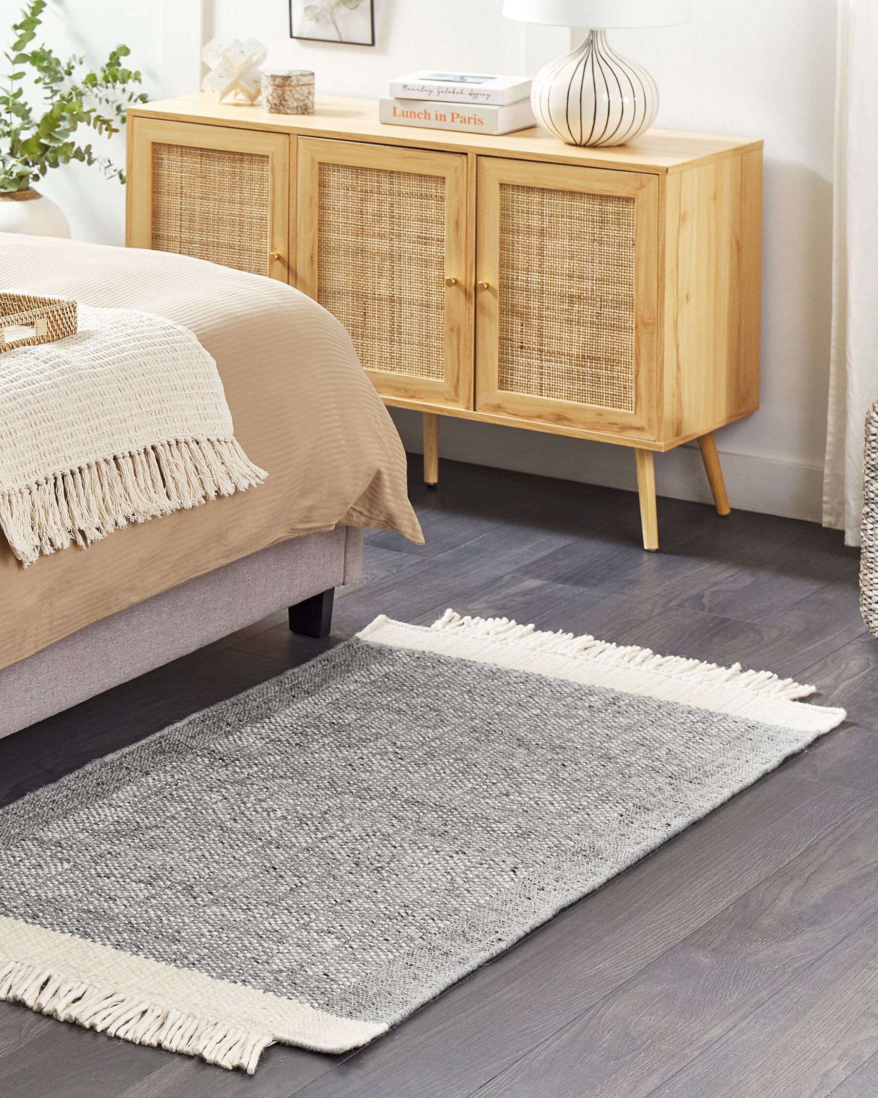 Wool Area Rug 80 x 150 cm Grey and Off-White TATLISU | Beliani.co.uk