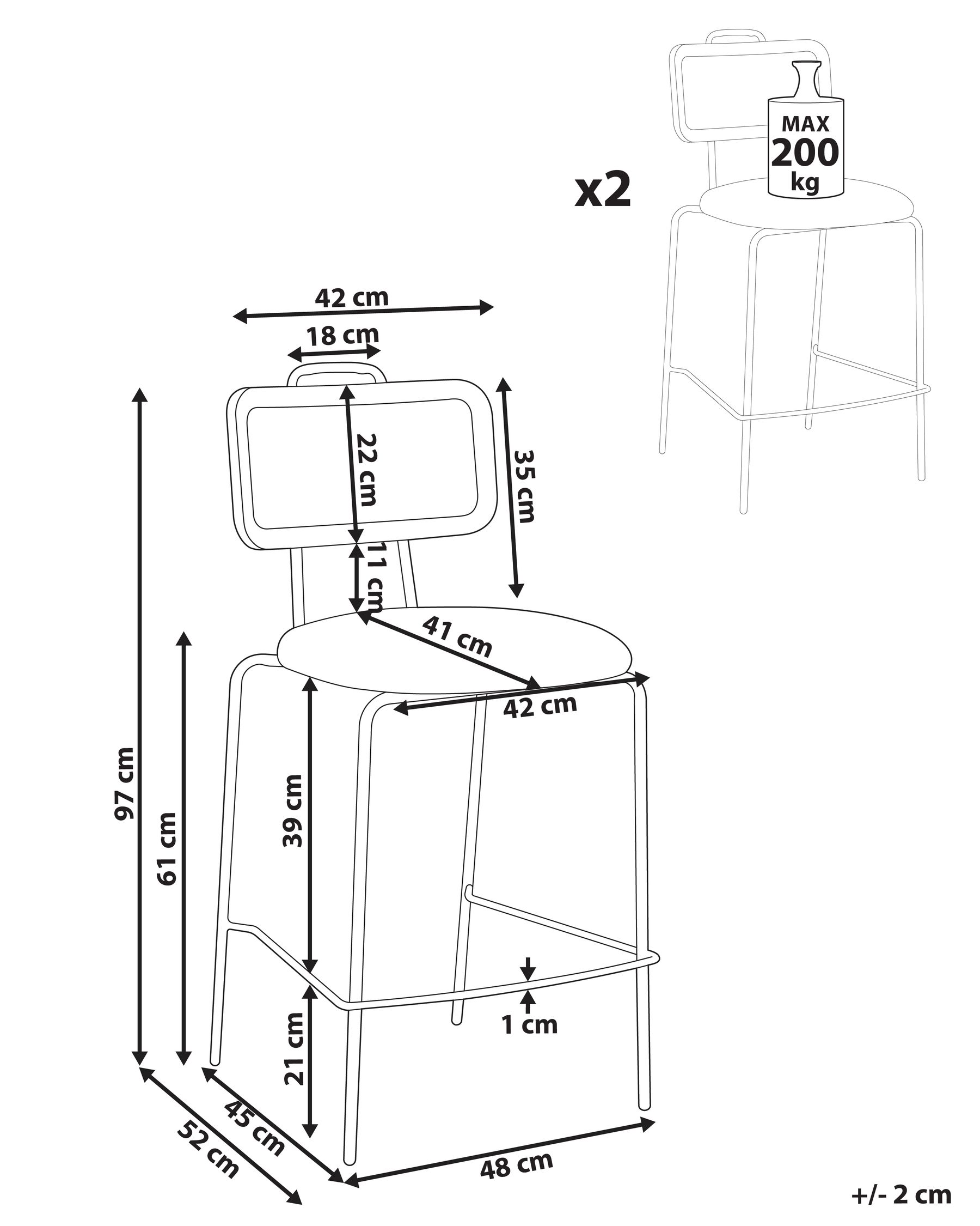 Set of 2 Bar Chairs ADEL Light Beige | Beliani.hu