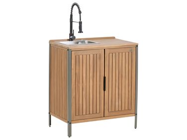 Utekjøkkenskap med vask IVREA Sertifisert akasietre Brun/ svart ...