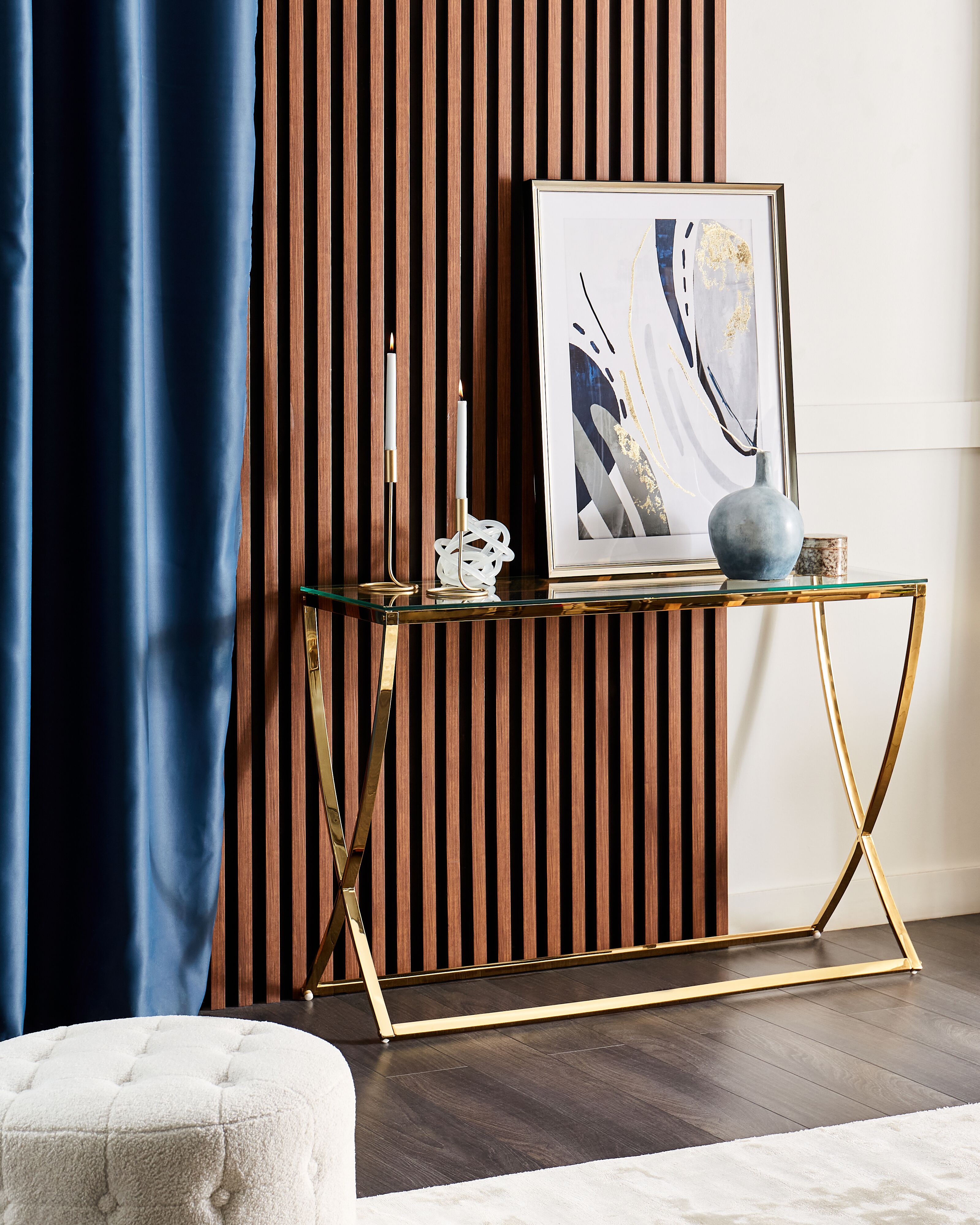 Console Table RINGGOLD Tempered Glass Gold | Beliani.co.uk