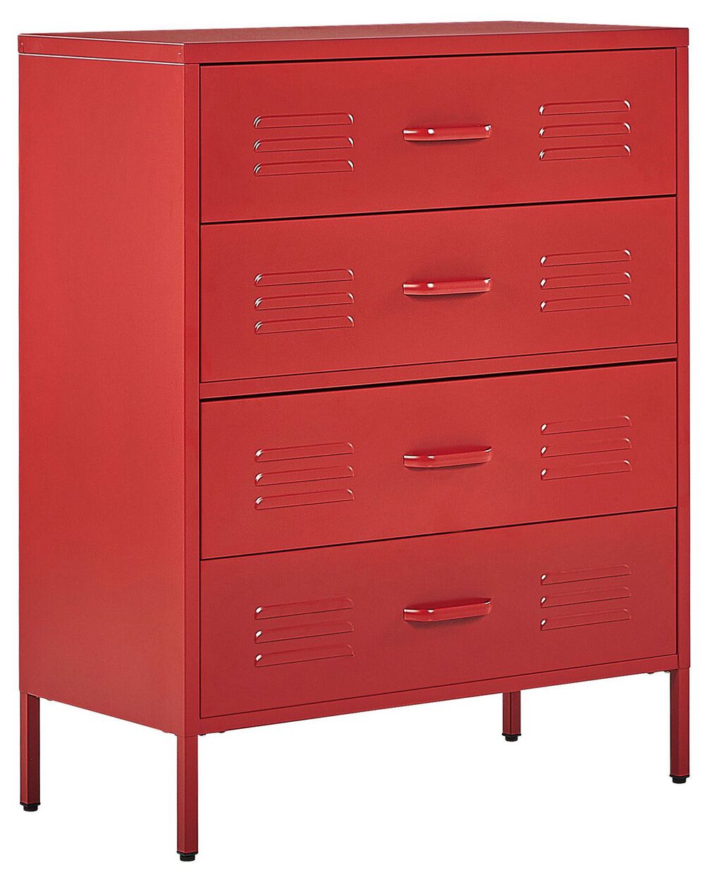 4 Drawer Metal Chest Red ENAGO Beliani