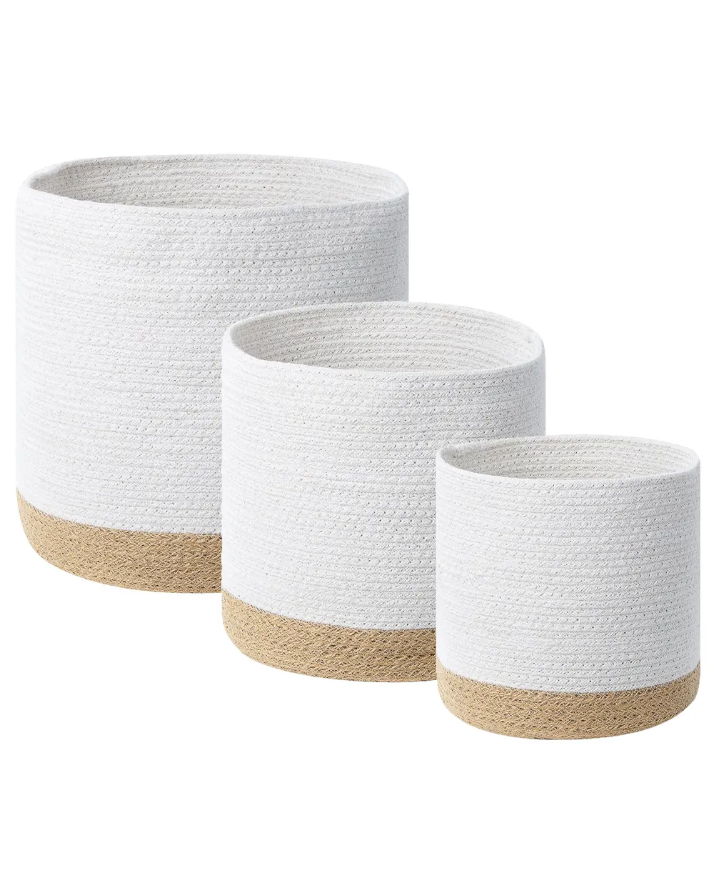 Set of 3 Baskets BASIMA Cotton White | Beliani.co.uk