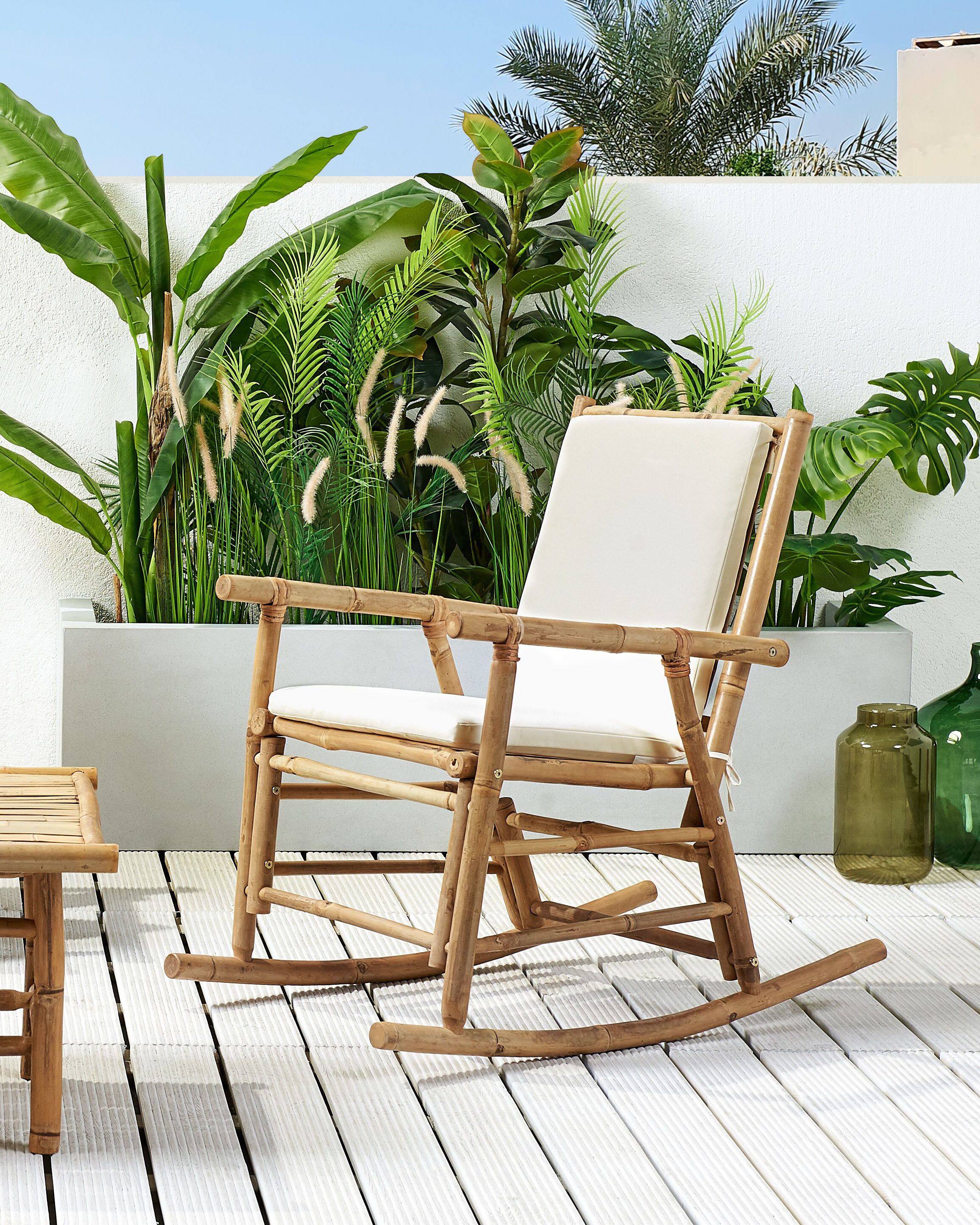 Garden Rocking Chair FRIGOLE Bamboo Wood Brown | Beliani.co.uk