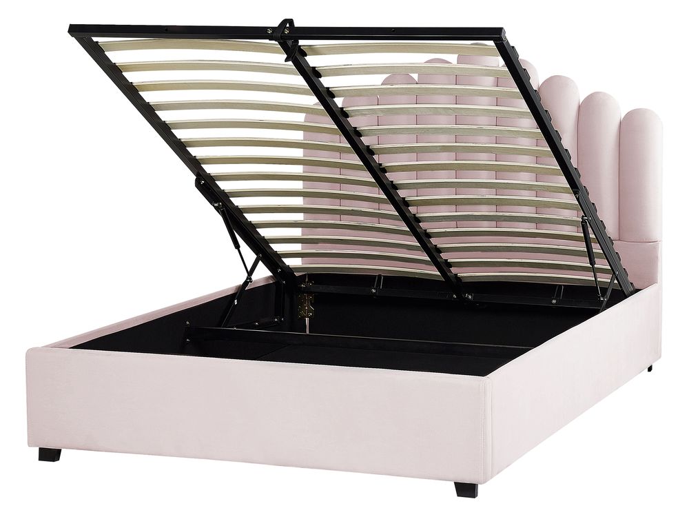 Velvet EU Double Size Ottoman Bed Pink VINCENNES Beliani