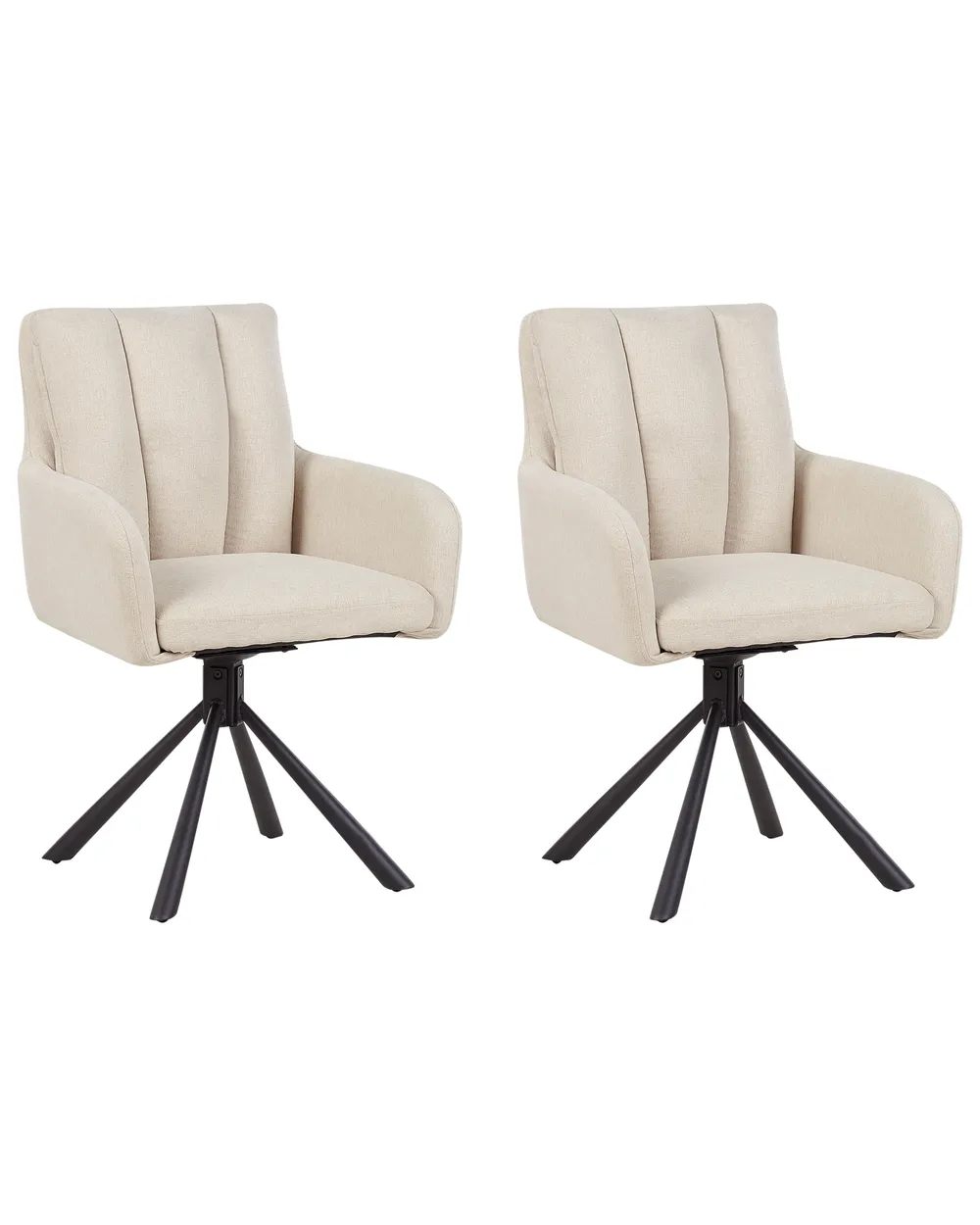 Set of 2 Dining Chairs Swivel SARDOAL Fabric Light Beige | Beliani.es